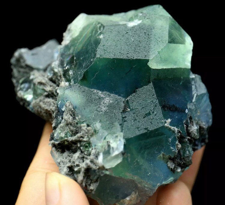 394g Trapezoidal Blue and Green Transparent Fluorite Crystal Cluster ...