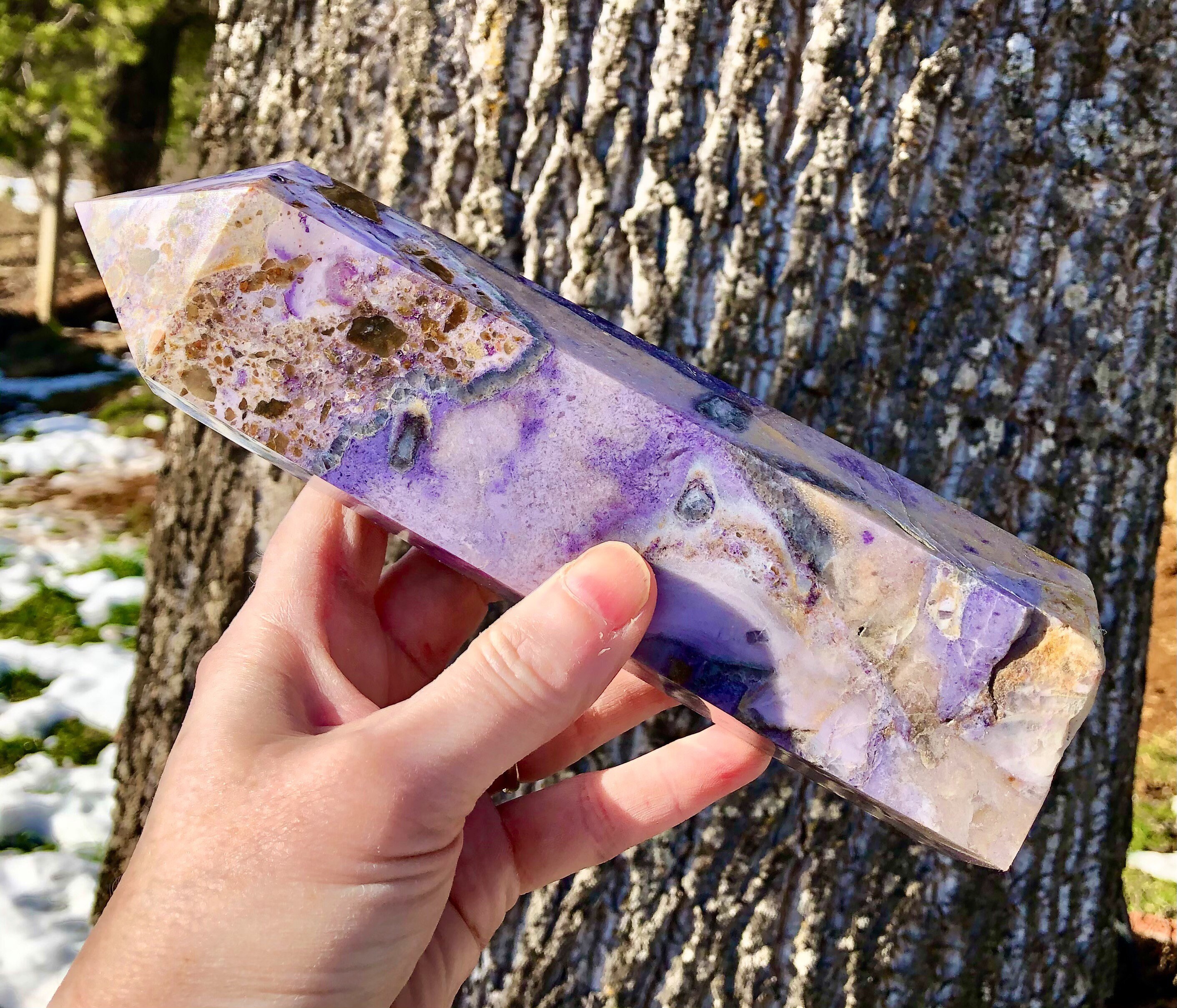 2.63 lb Tiffany Stone Opal Fluorite Silky Fluorite Obelisk Pillar Tower ...