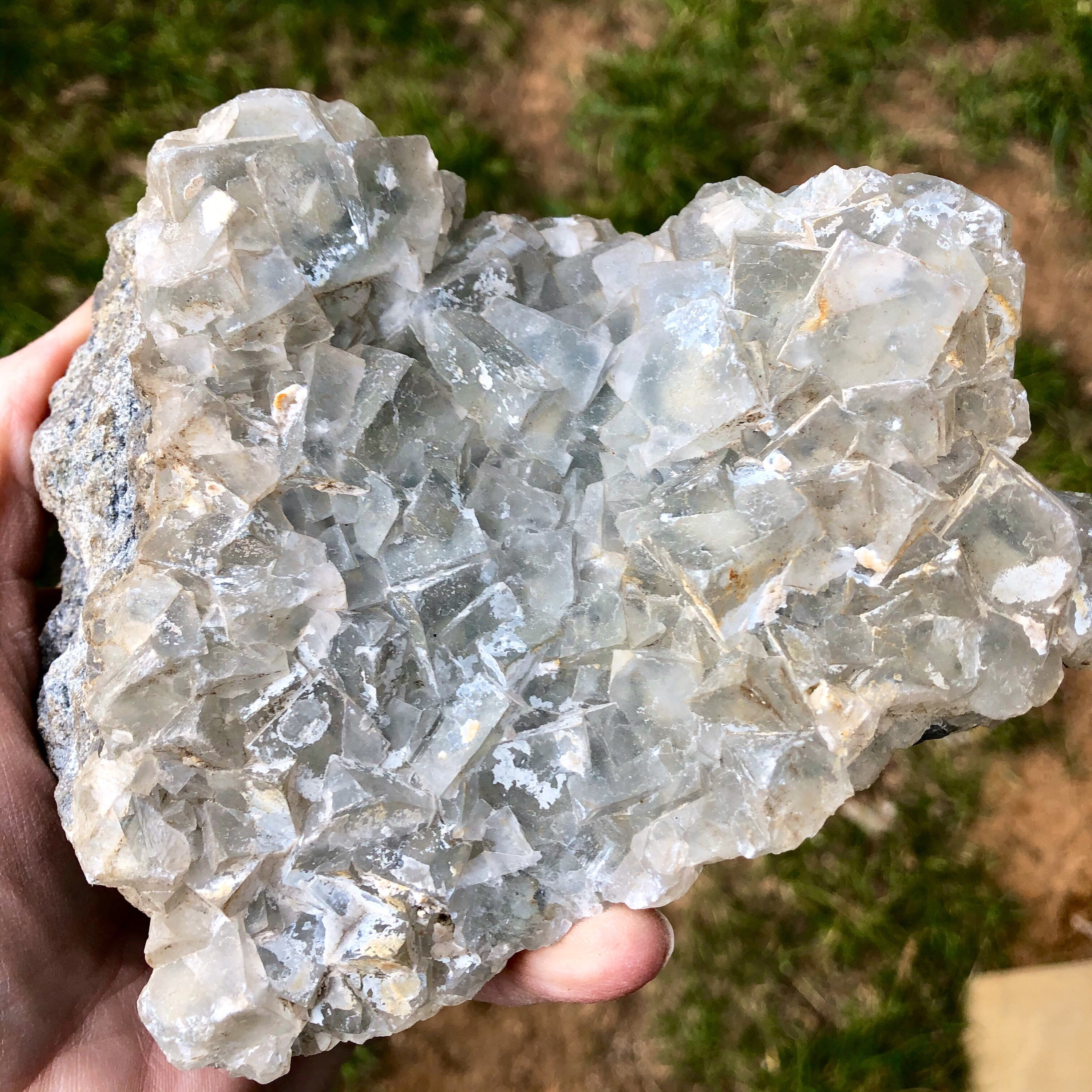 946g Large Light Blue Cubic Fluorite Crystal Cluster Mineral Display ...