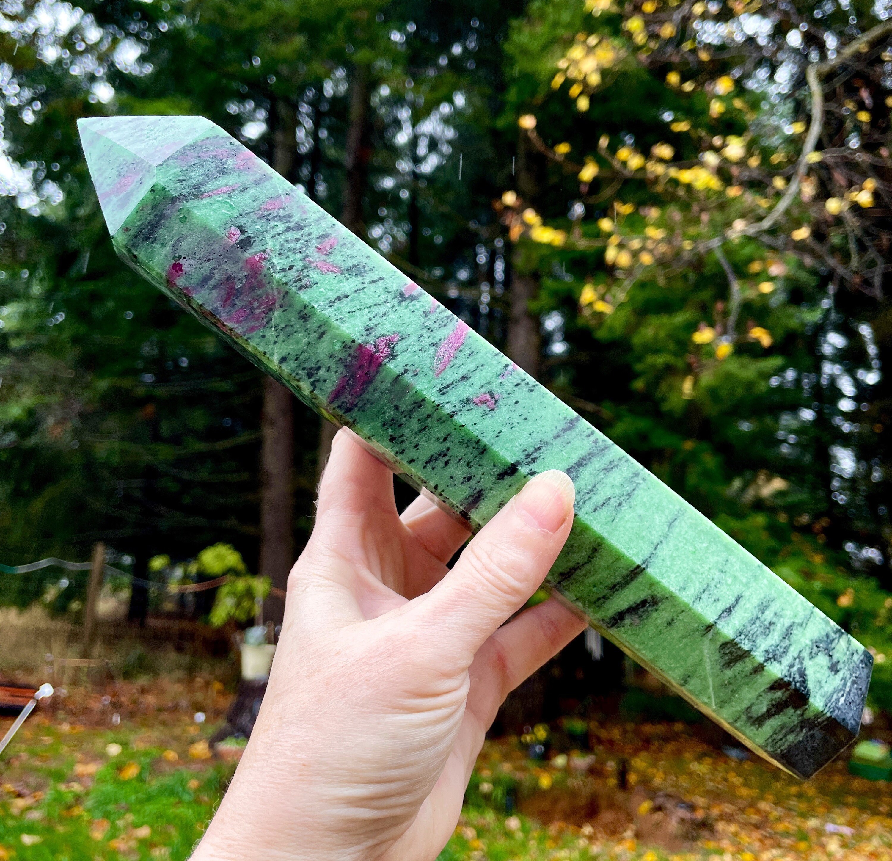 3.51 lb Ruby Zoisite Obelisk Pillar Tower Point Wand Column Generator
