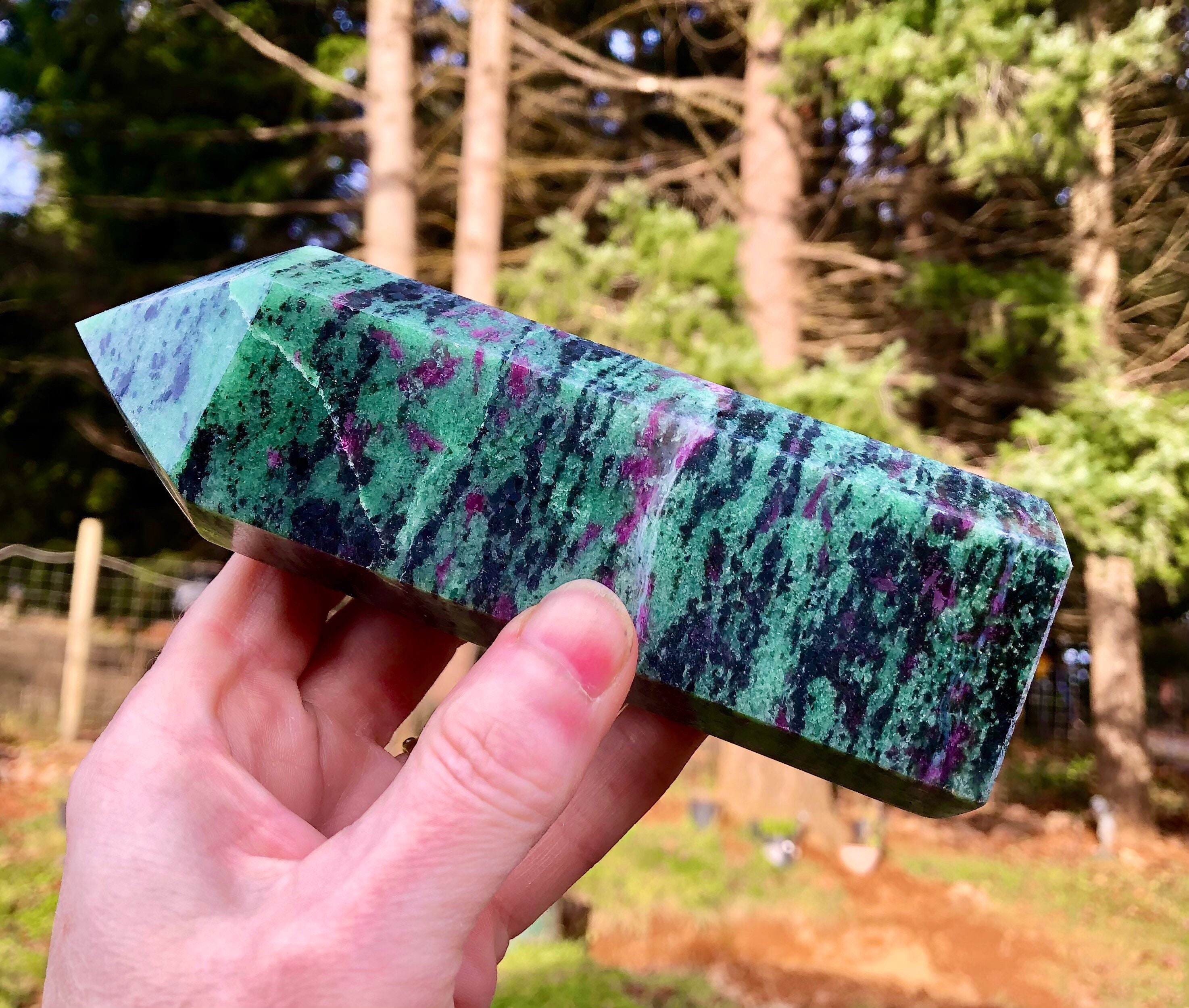 1.72 lb Ruby Zoisite Obelisk Pillar Tower Point Wand Column Mineral ...