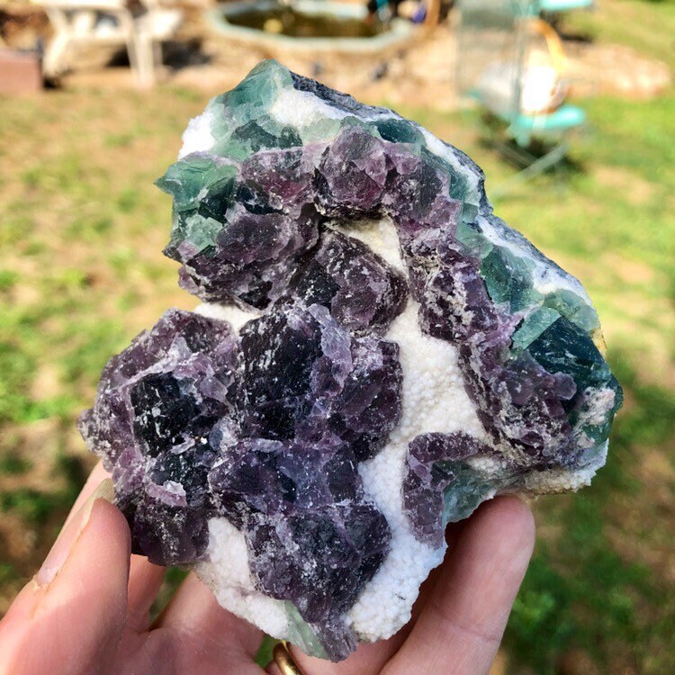 302g Purple and Green Octahedron Fluorite Crystal Cluster Mineral ...