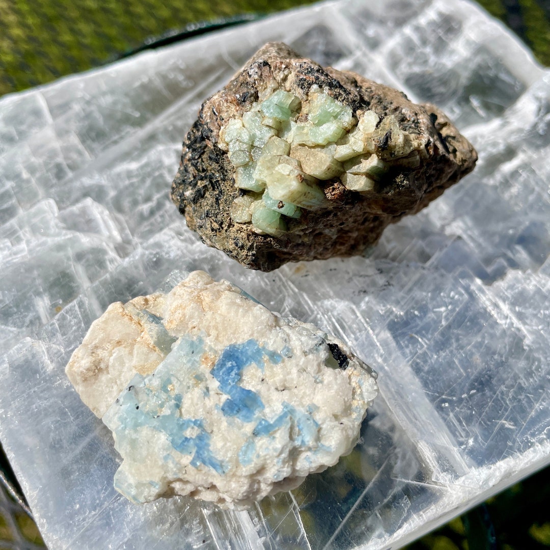 Aquamarine in Matrix Crystal Clusters Set of 2 - Etsy