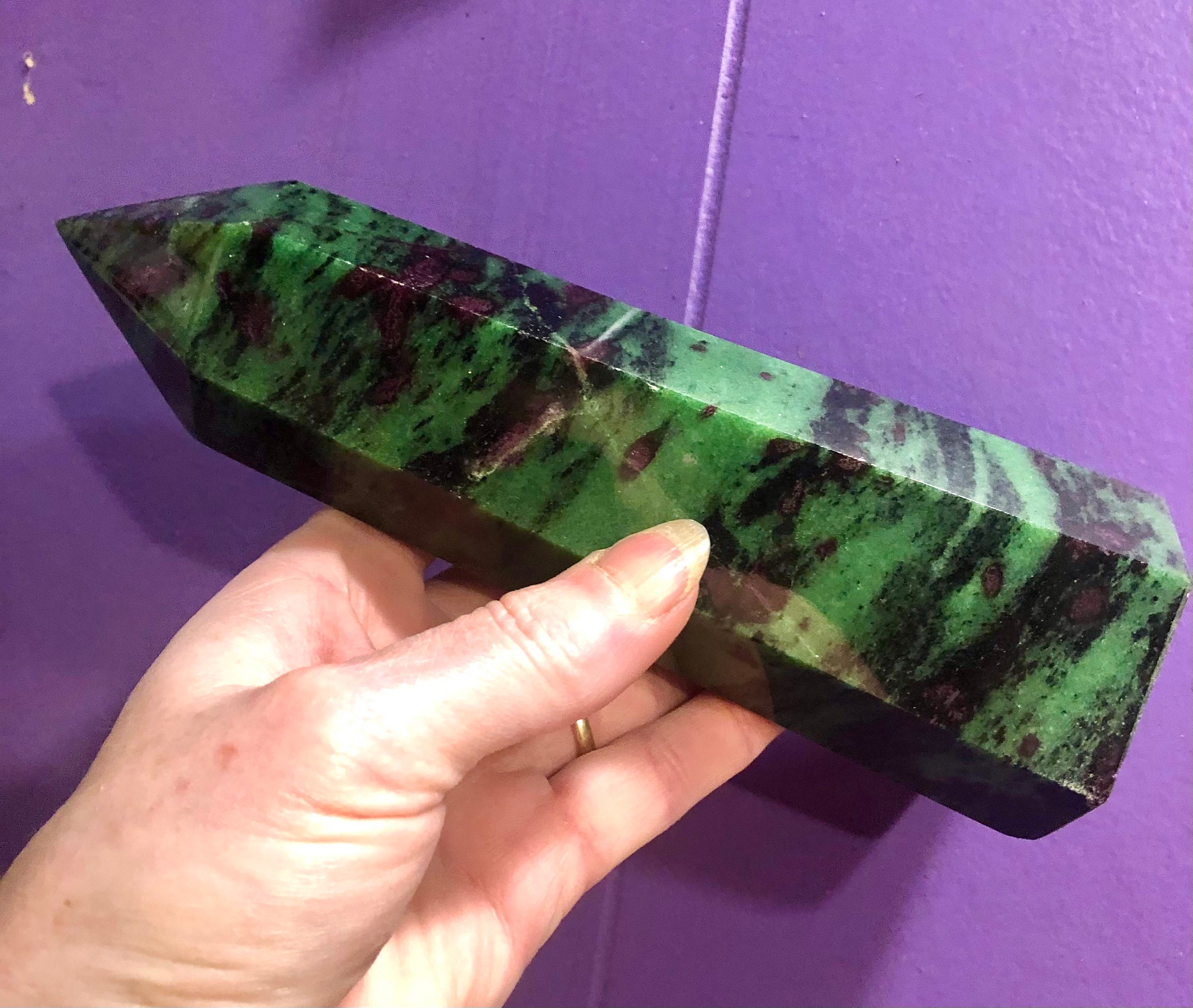 ON HOLD 2.24 lb Ruby Zoisite Obelisk Pillar Tower Point Wand Column ...