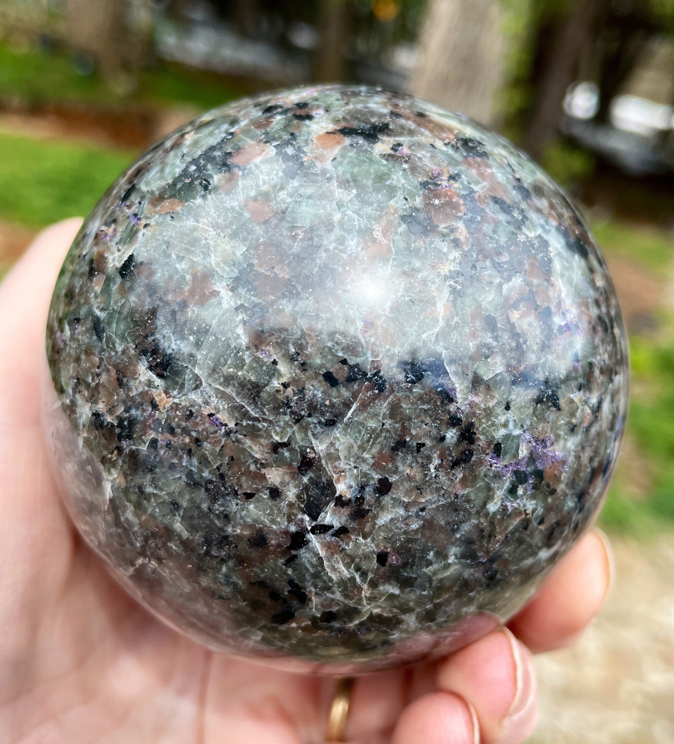 82mm UV Firestone aka Yooperlite Sphere Orb Ball Mineral Display Specimen