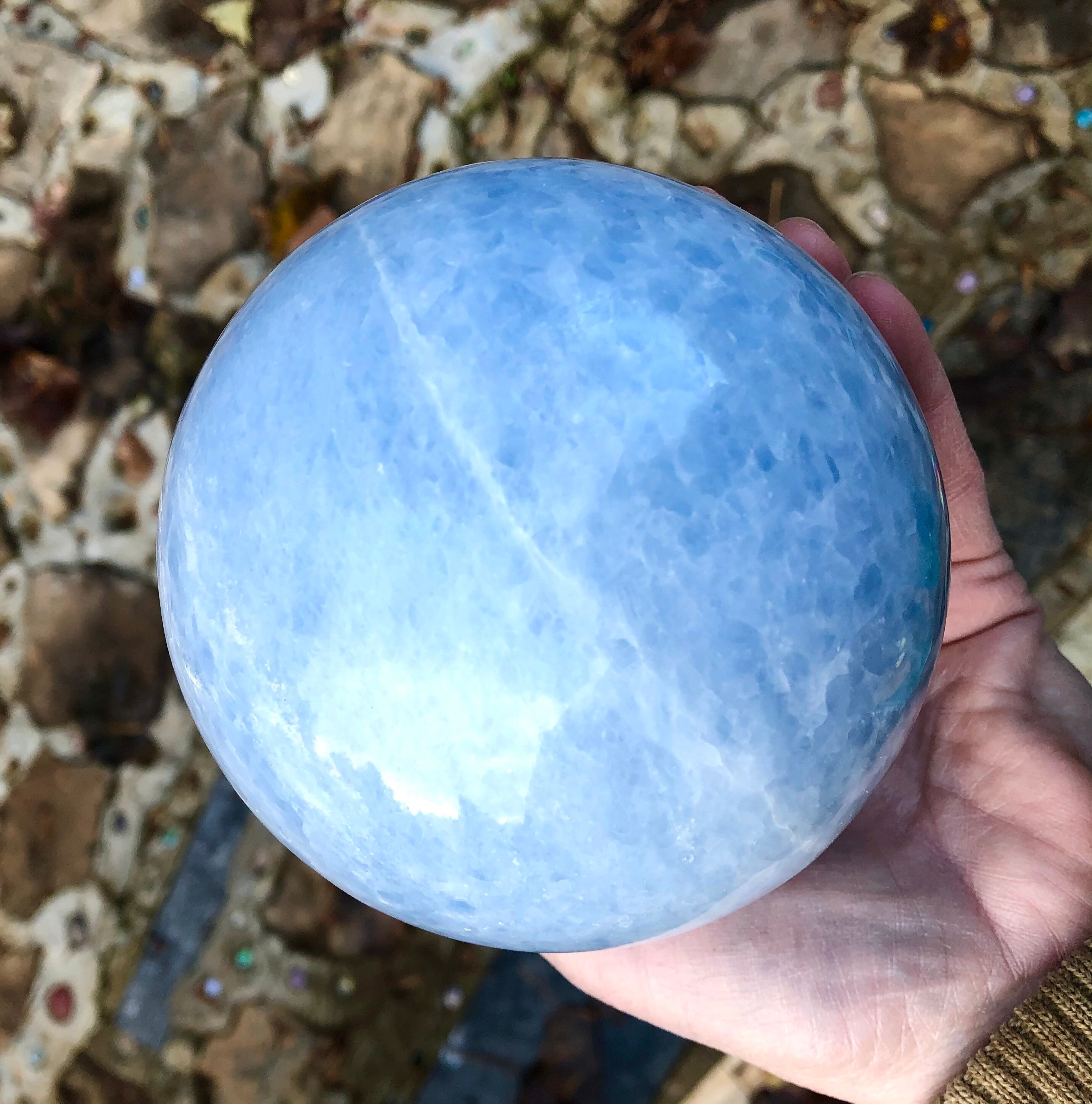 114mm Blue Calcite Sphere Orb Ball Mineral Display Specimen