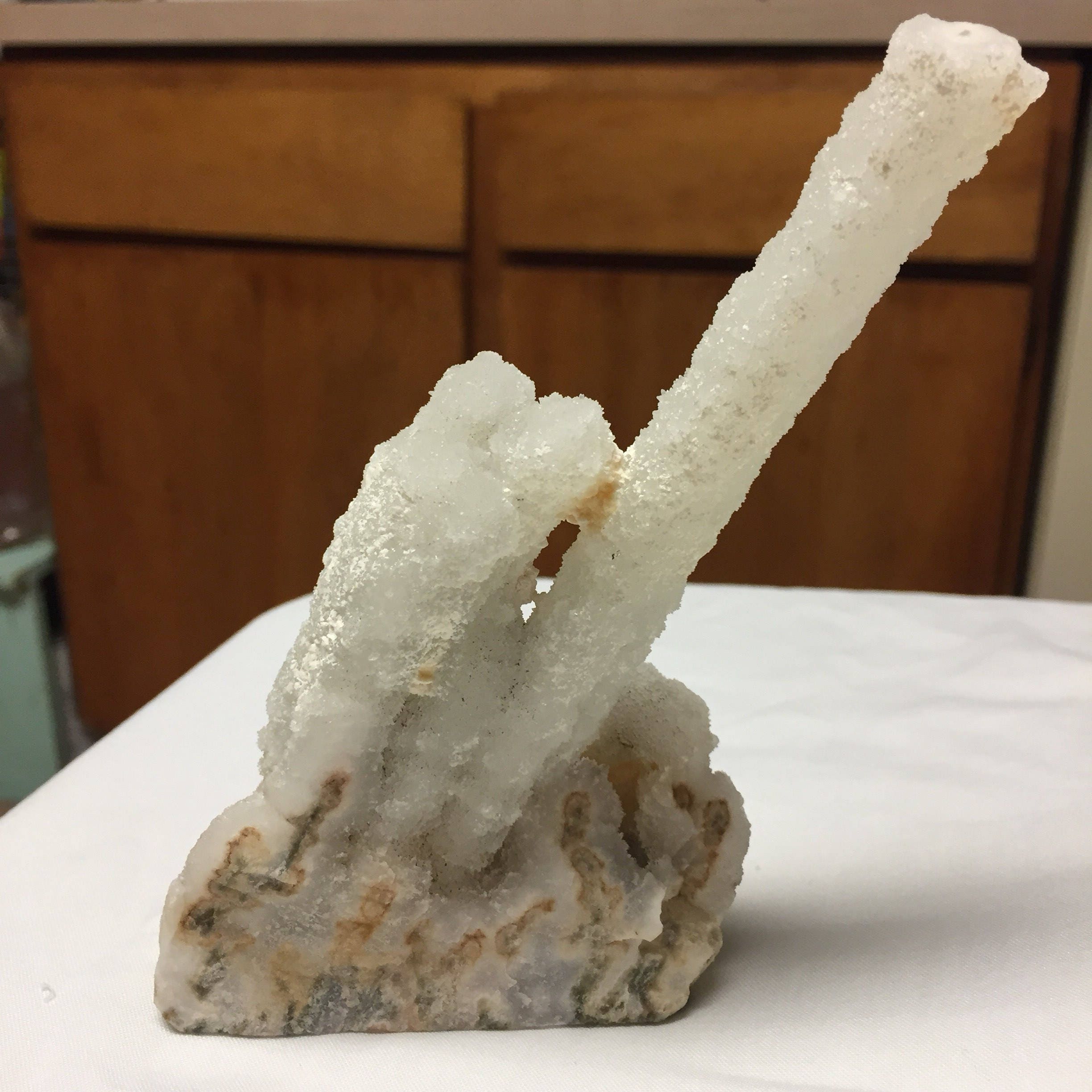 Large Quartz Stalactite specimem with Druzy crystals