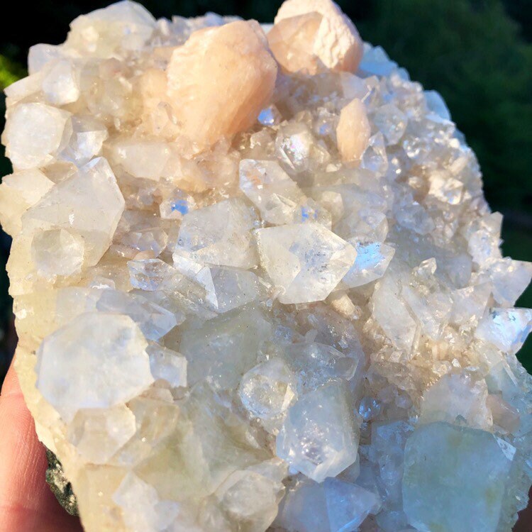 ON RESERVE Large Apophyllite Cluster with Peach Stilbite Flowers