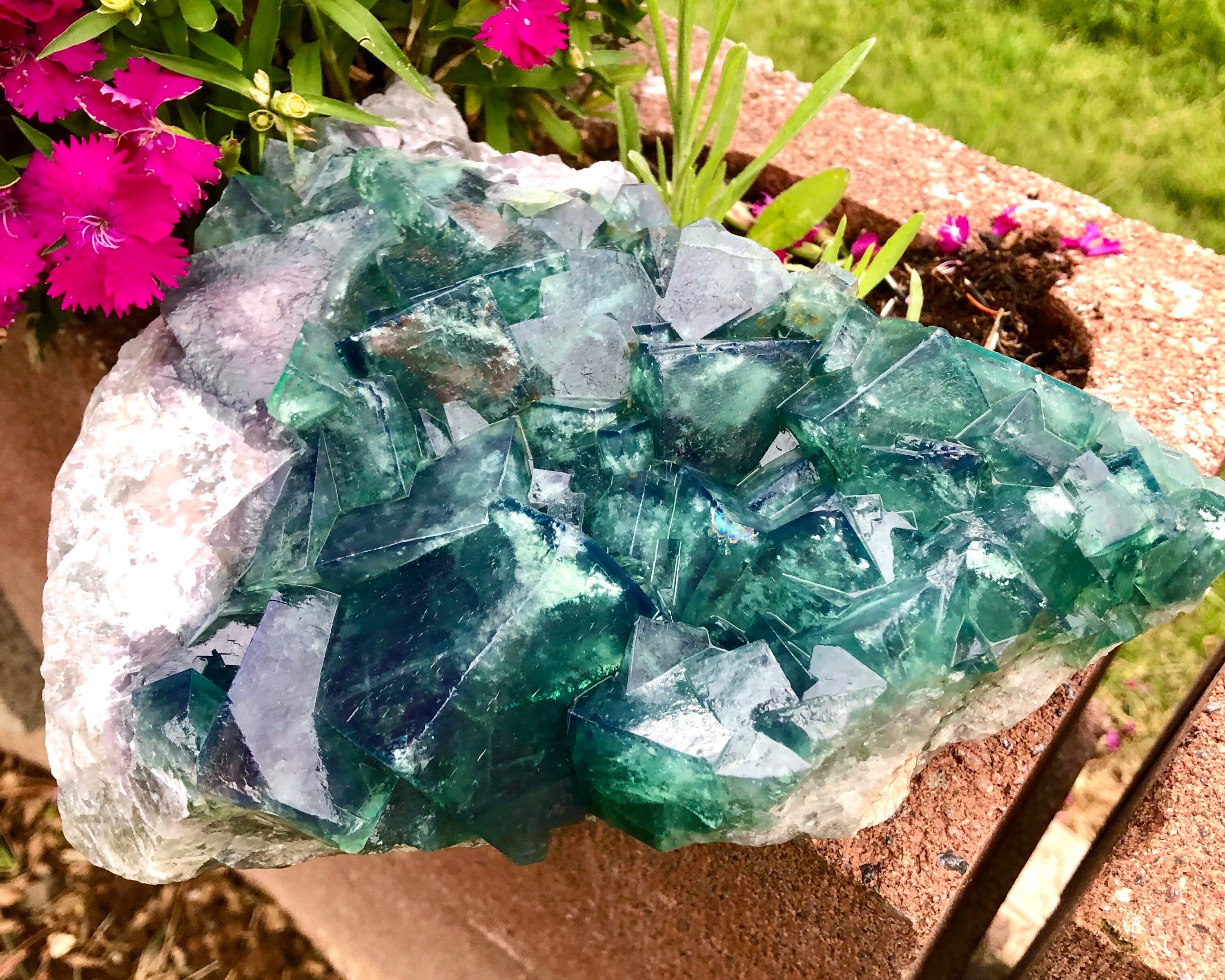 3500g Large Green Cubic Fluorite Crystal Cluster Mineral Display Specimen