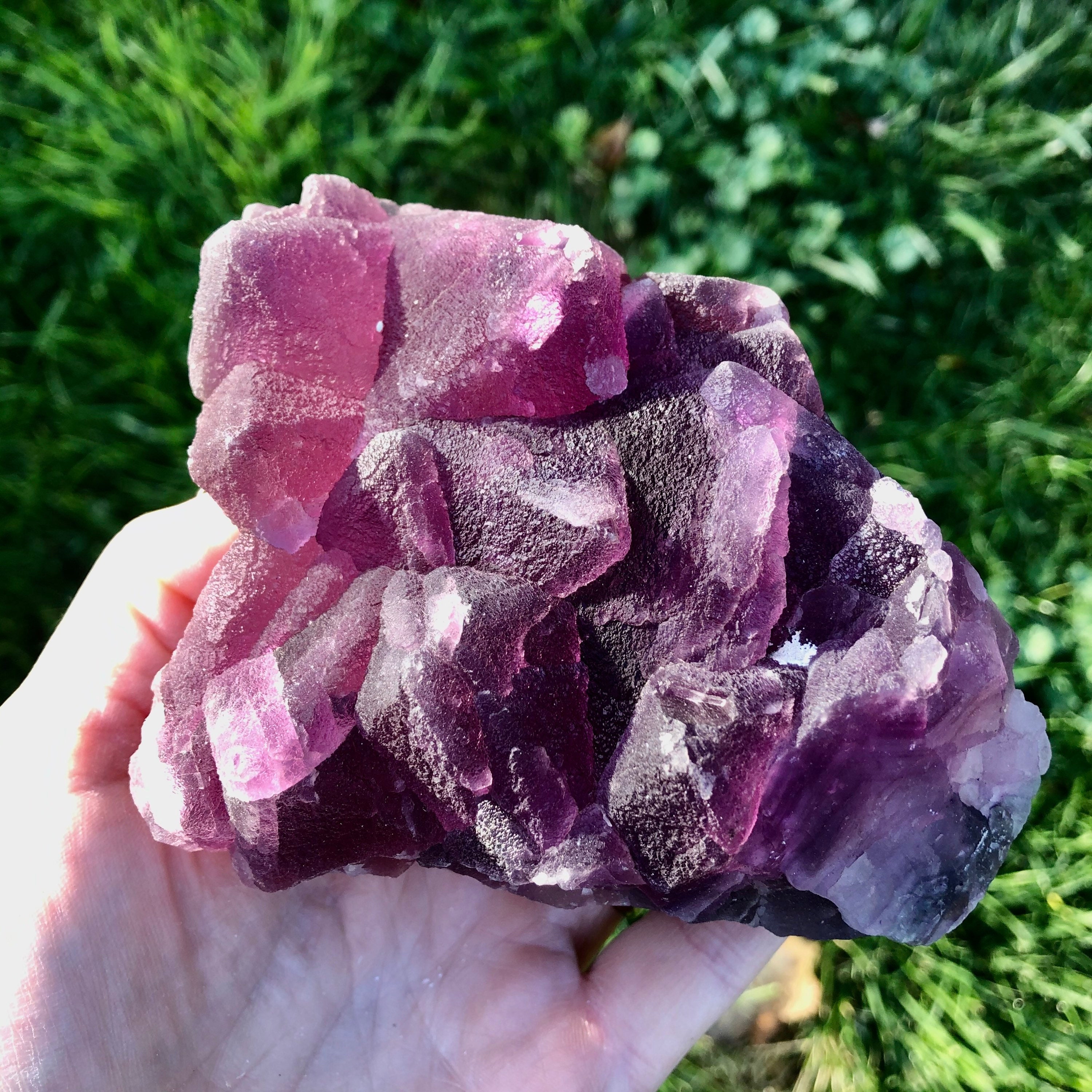 870g Big Violet Purple Fluorite Crystal Cluster Mineral Display Specimen