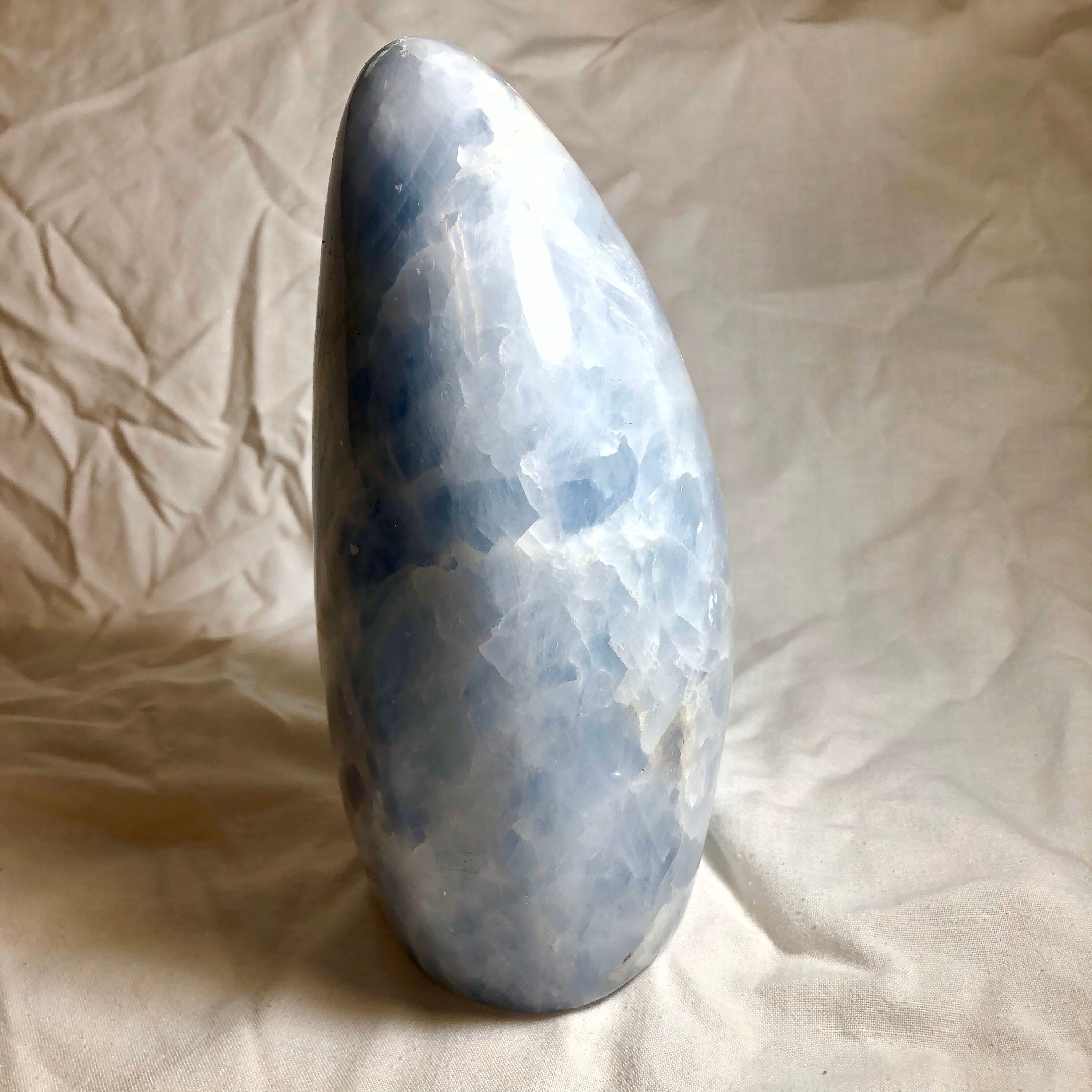 Large Blue Calcite Polished Standing Freeform Specimen
