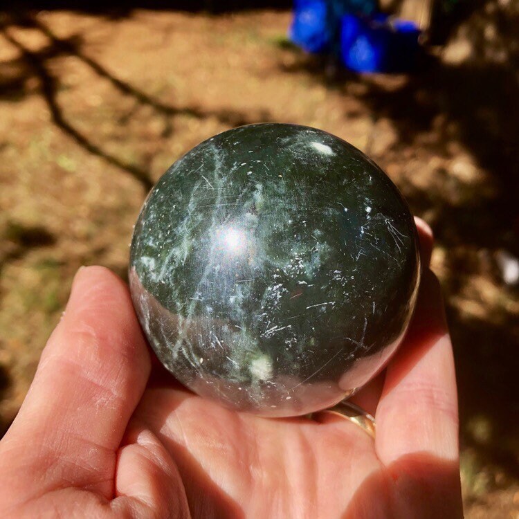 64mm Jade Sphere all natural Canadian Green Jade