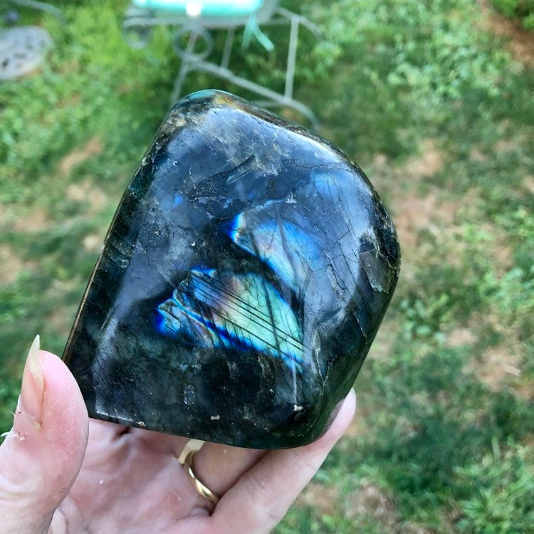 654g Spectralite Labradorite Standing Freeform Mineral Specimen