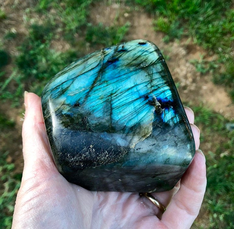 654g Spectralite Labradorite Standing Freeform Mineral Specimen