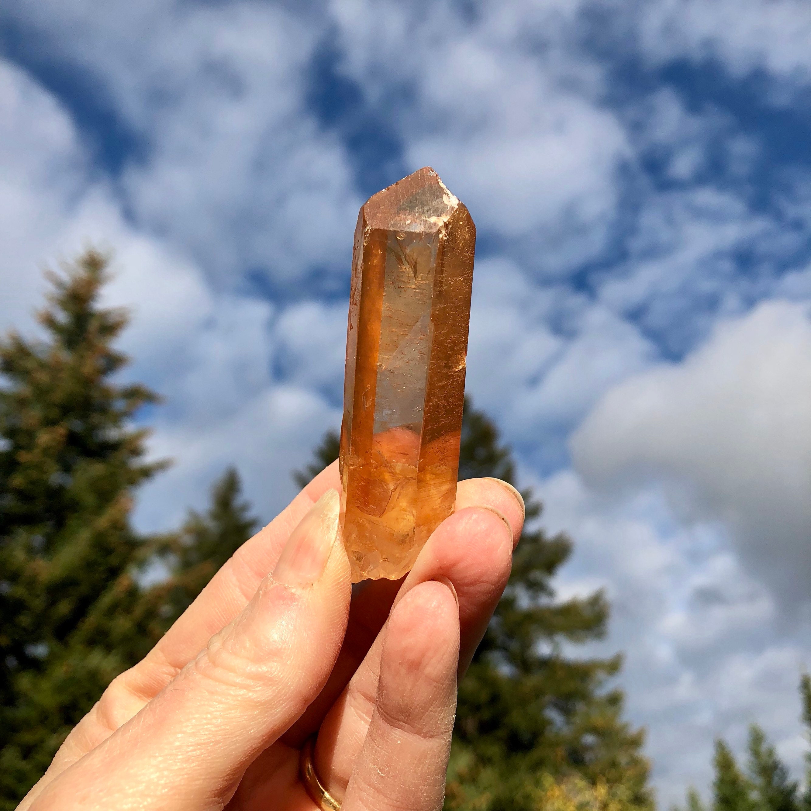 Tangerine or Tangerose Quartz Crystal Point