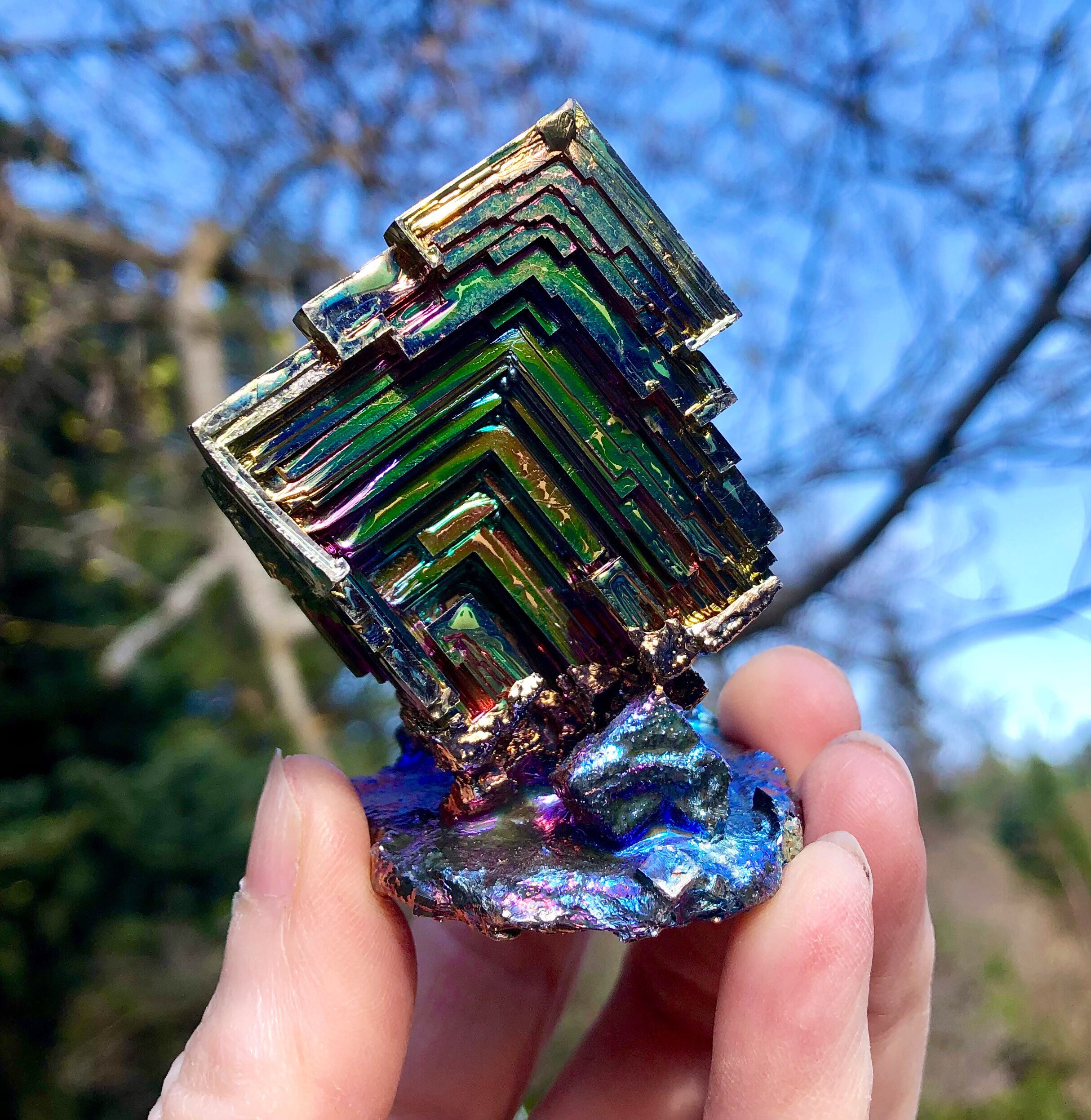 288g Standing Bismuth Crystal Cluster Mineral Display Specimen