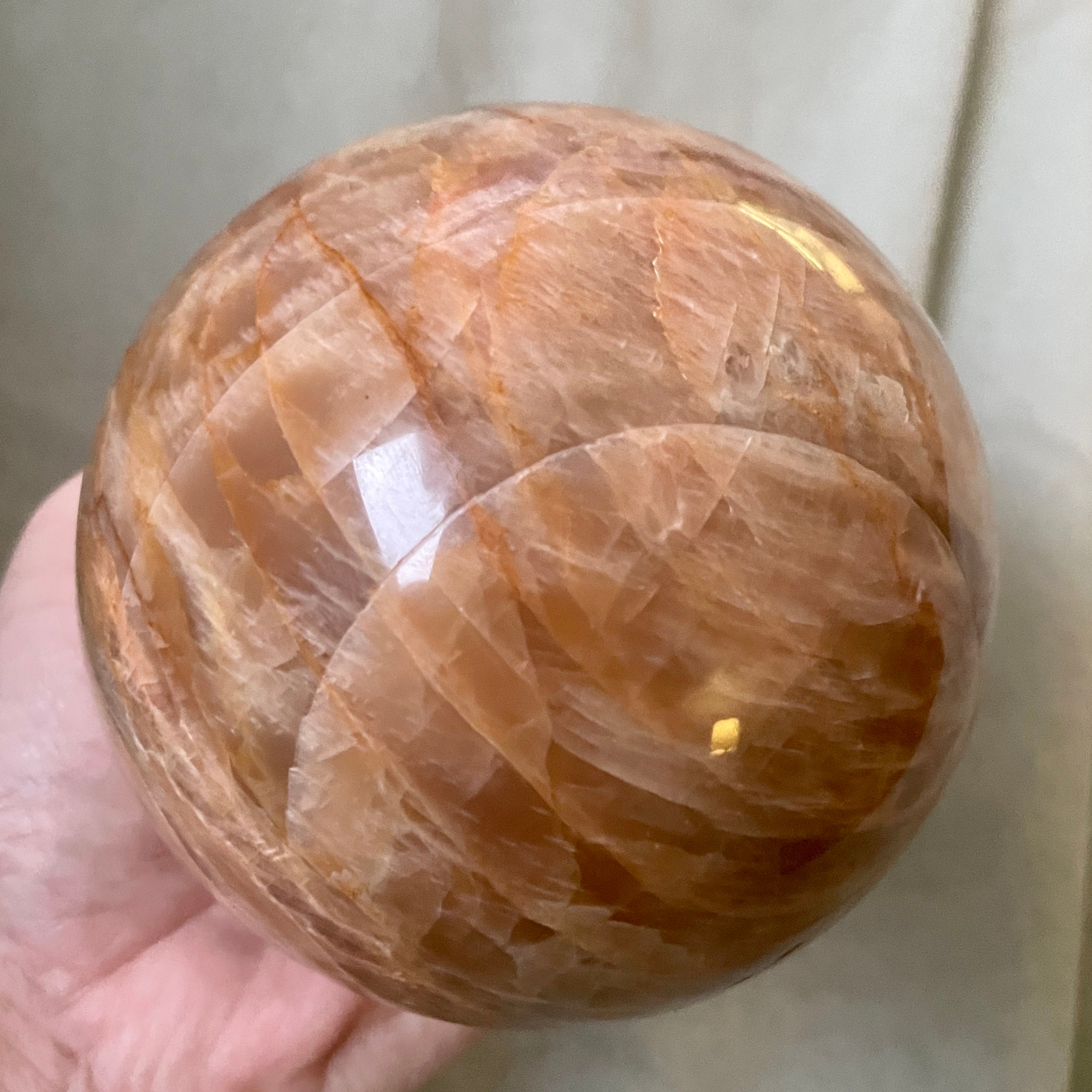 105mm Peach Moonstone Sphere Orb Ball Mineral Display Specimen