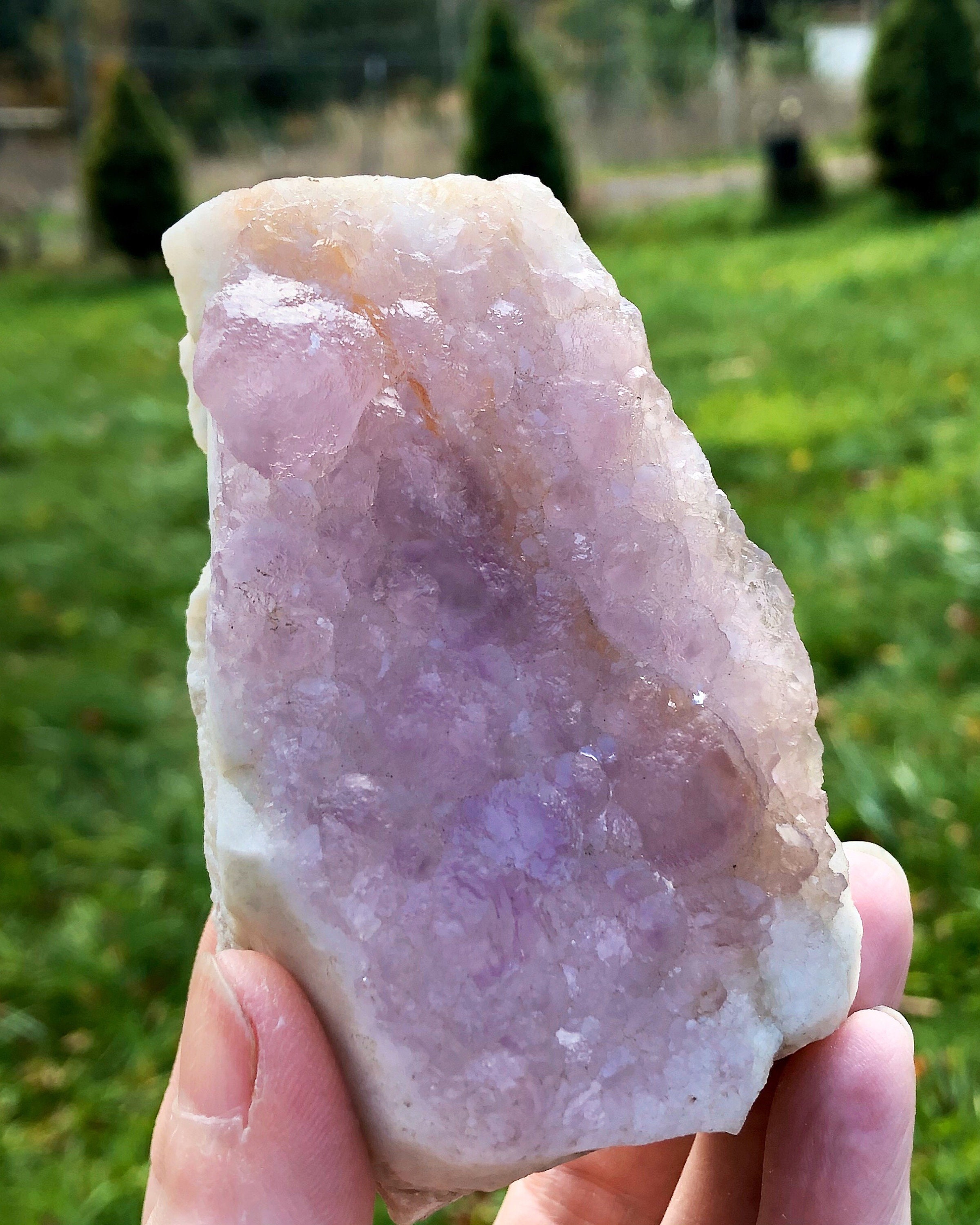 Pink Irregular Fluorite Crystal Cluster Specimen on White Quartz Matrix