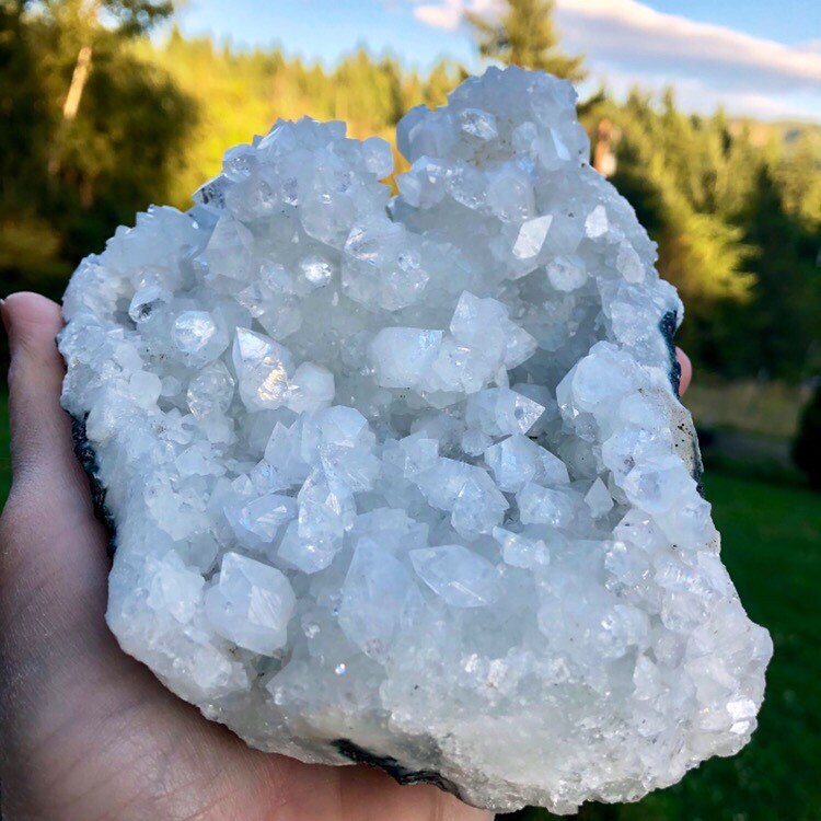 Large Clear and White Apophyllite Crystal Cluster