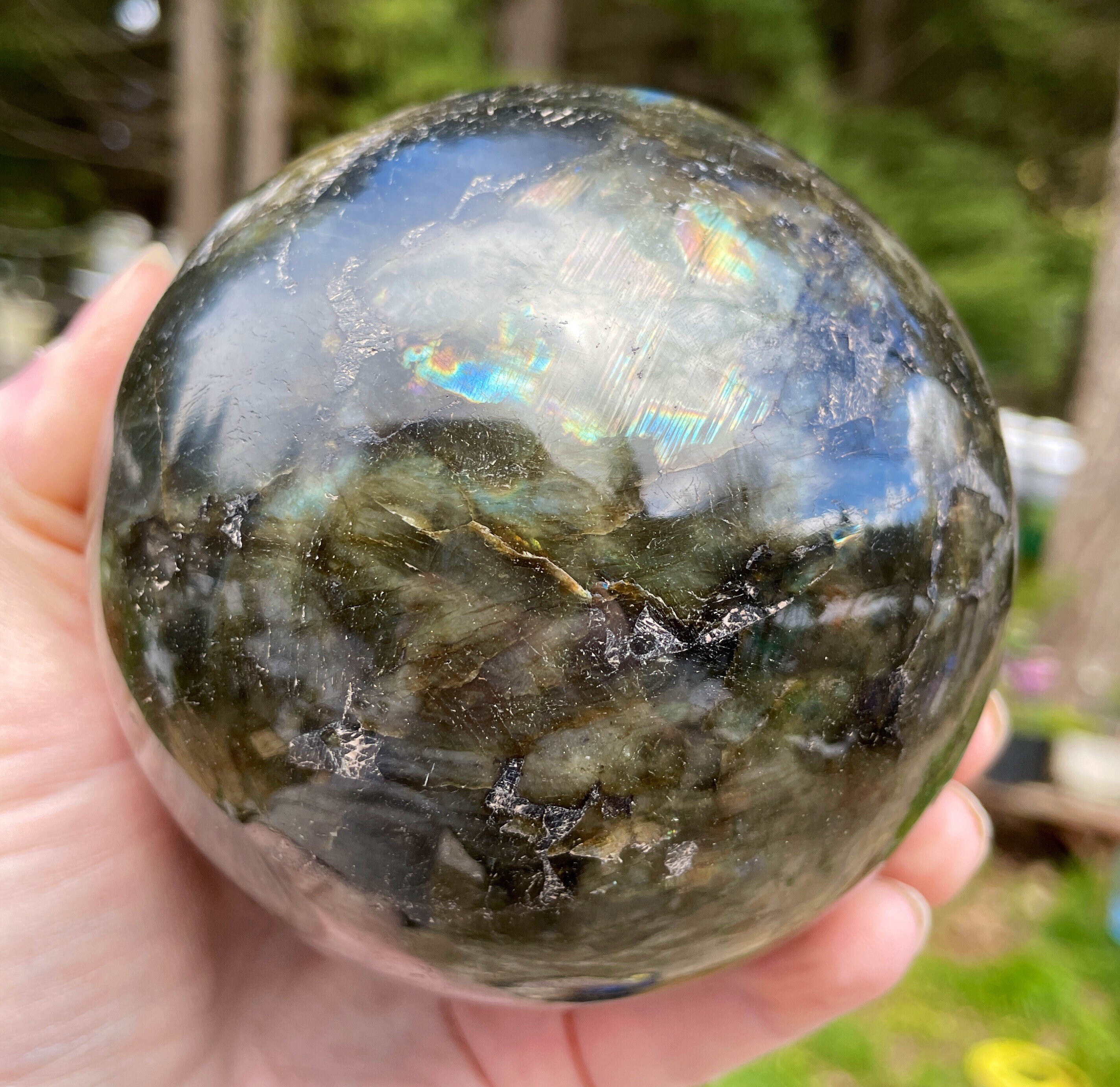 95mm Labradorite Sphere Orb Ball Mineral Display Specimen