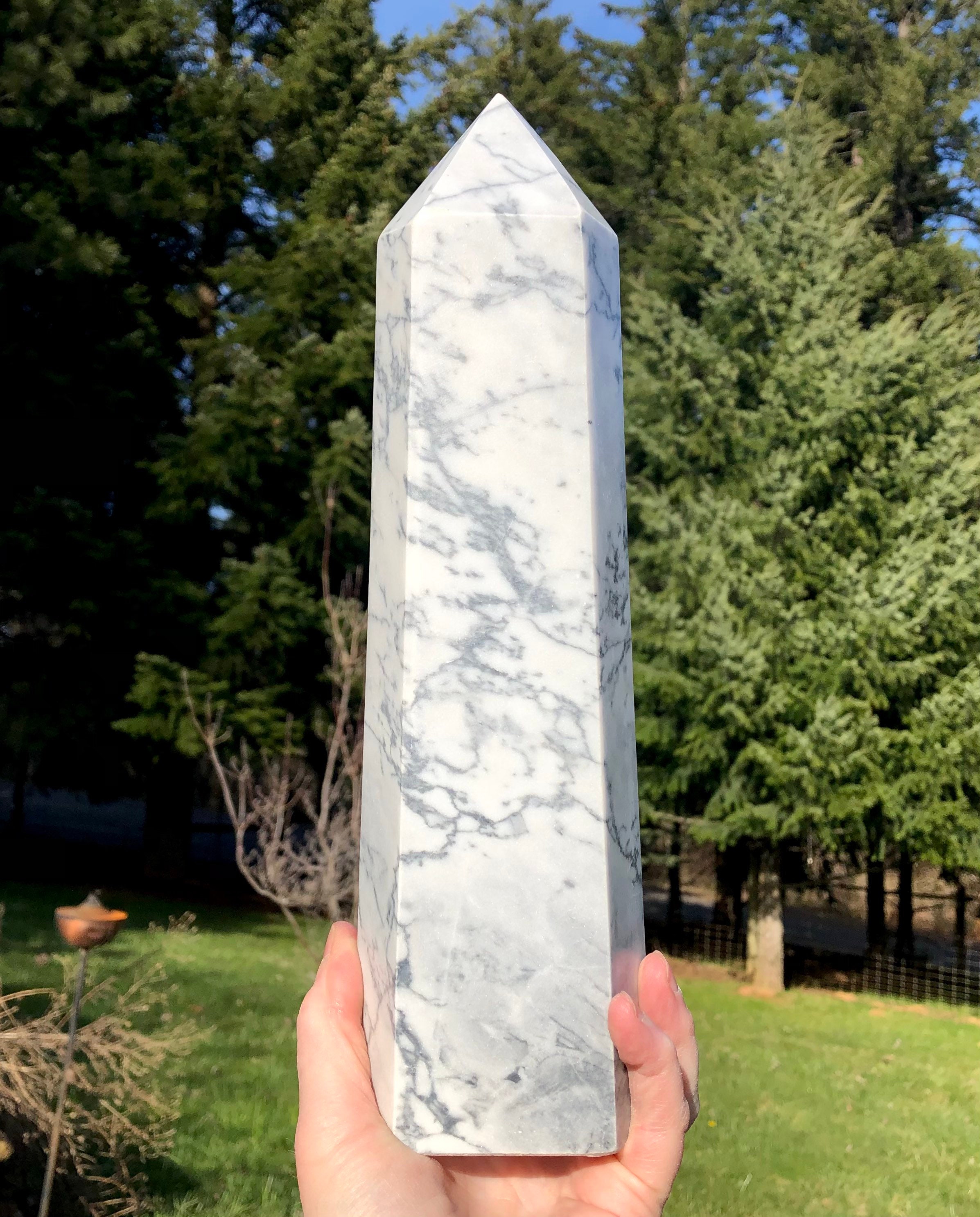 5.88 lb Howlite aka Magnesite Obelisk Pillar Tower Point Wand Column ...