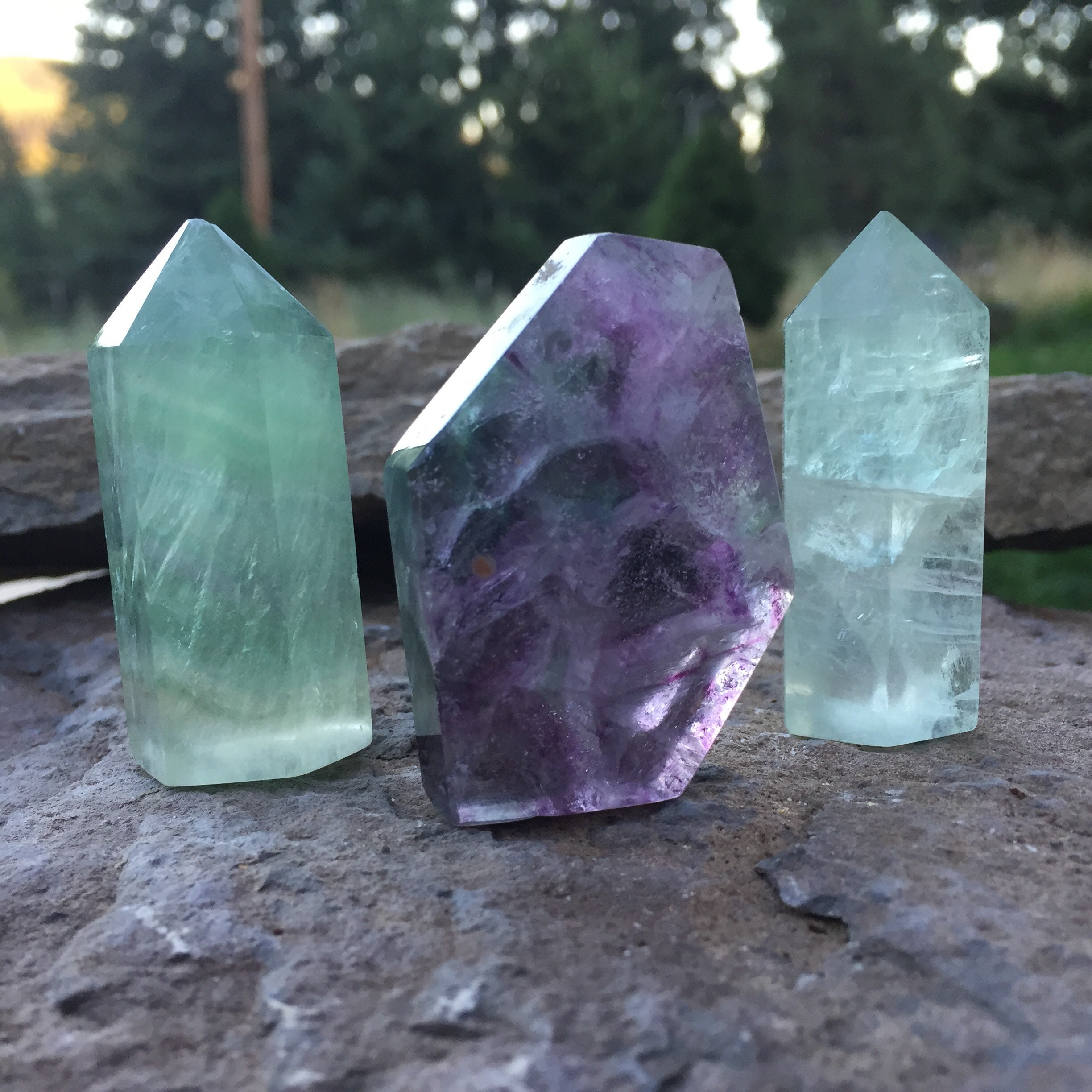 Set of 3 Fluorite specimens for crystal collections