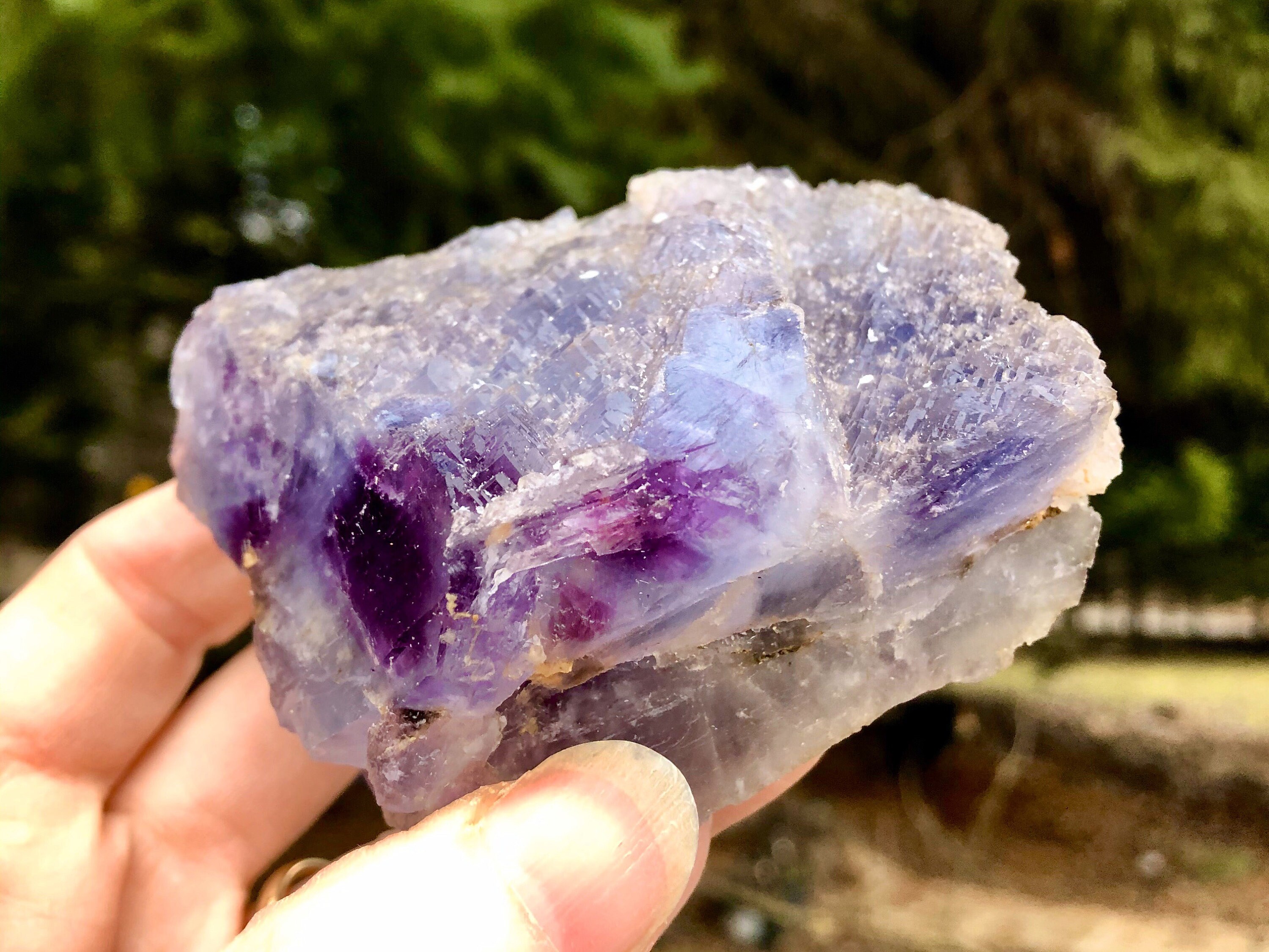 370g Purple Ladder Type Fluorite Crystal Cluster Specimen with Pyrite