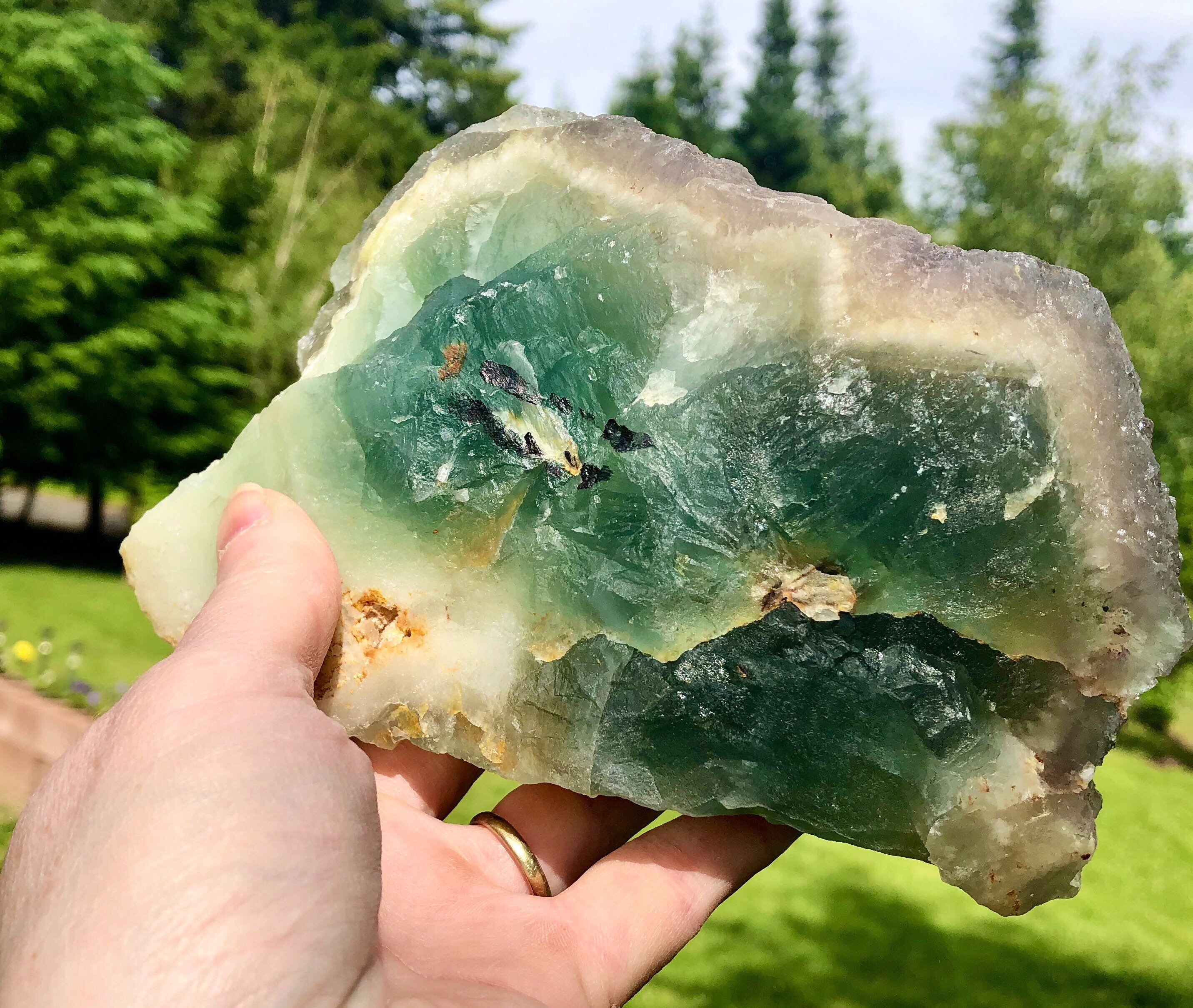 3.37 lbs Large Light Green Yellow Botryoidal Ladder Fluorite Crystal ...