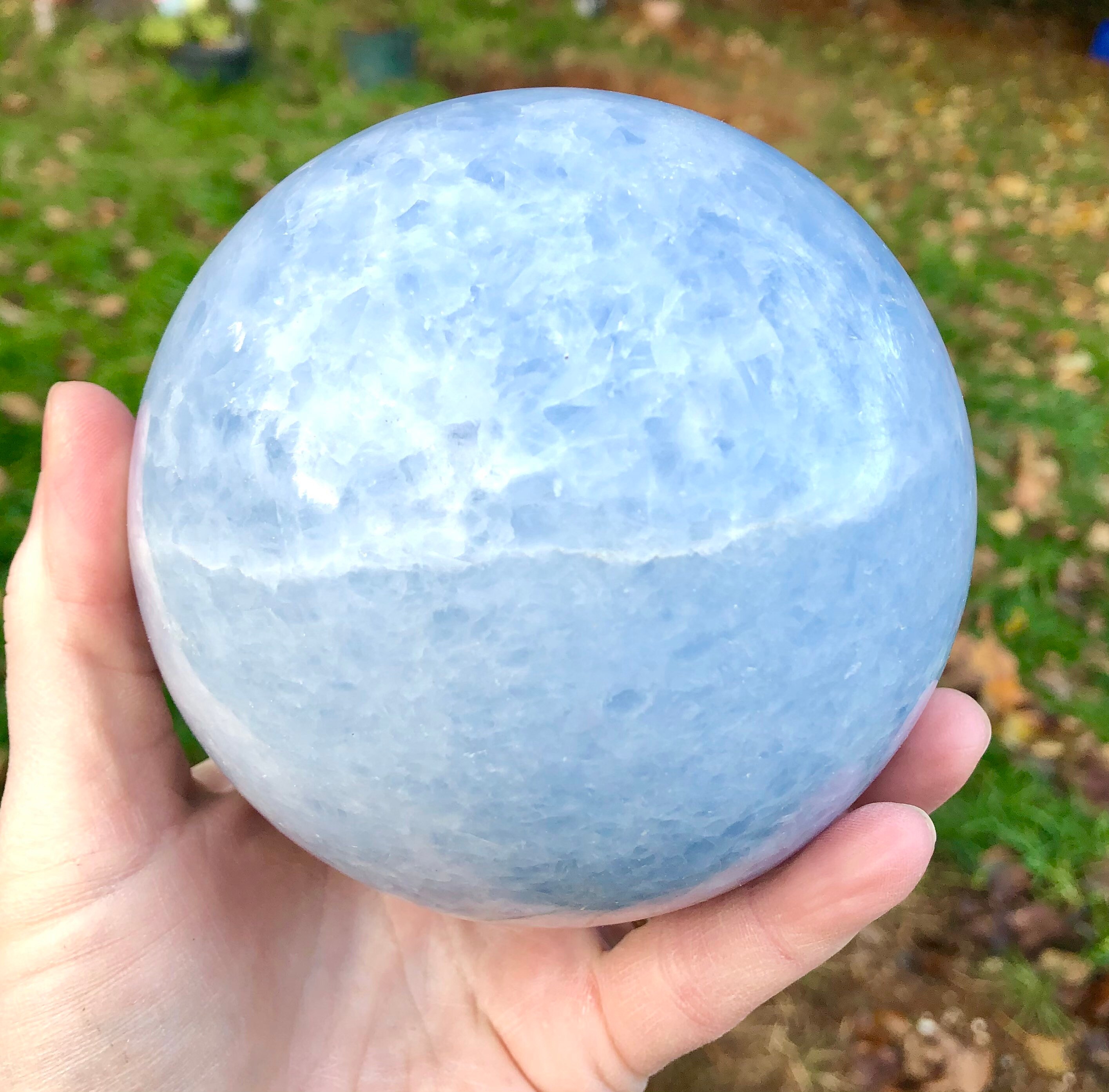 114mm Blue Calcite Sphere Orb Ball Mineral Display Specimen