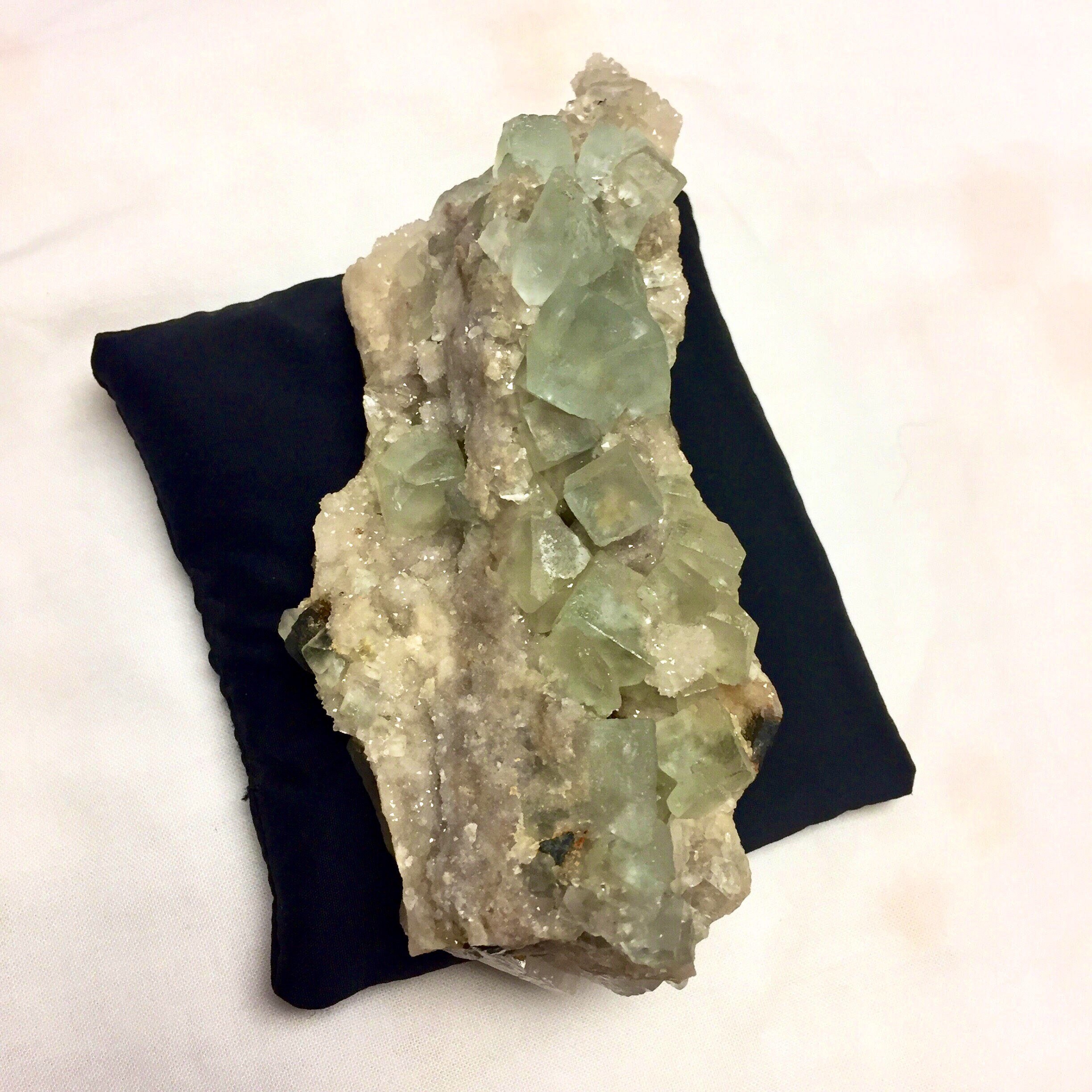 Blue Fluorite, Calcite, Hematite double sided Druzy crystal cluster on ...