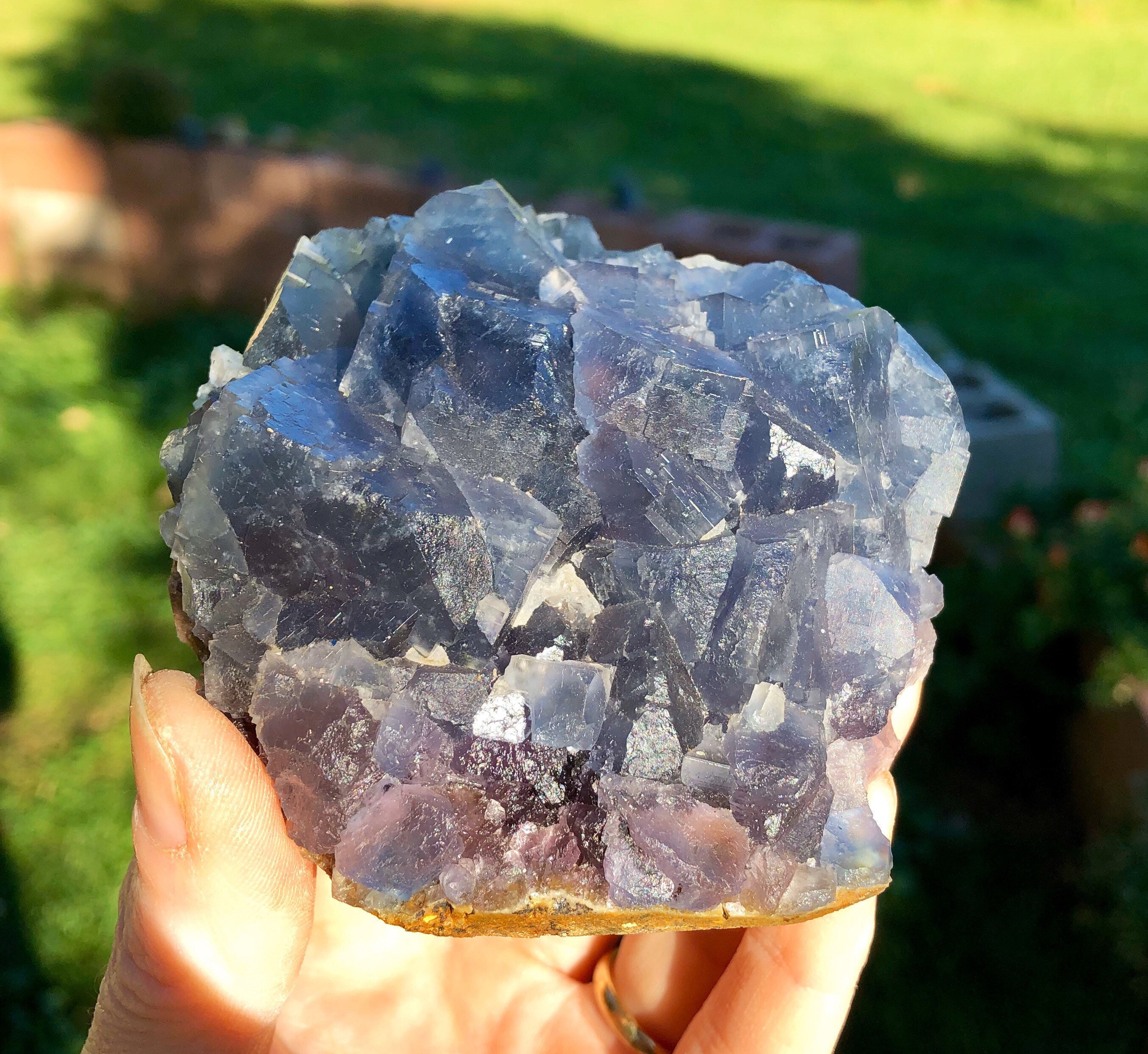 348g Blue Cubic Tetrahedron Fluorite Crystal Cluster Mineral Specimen ...