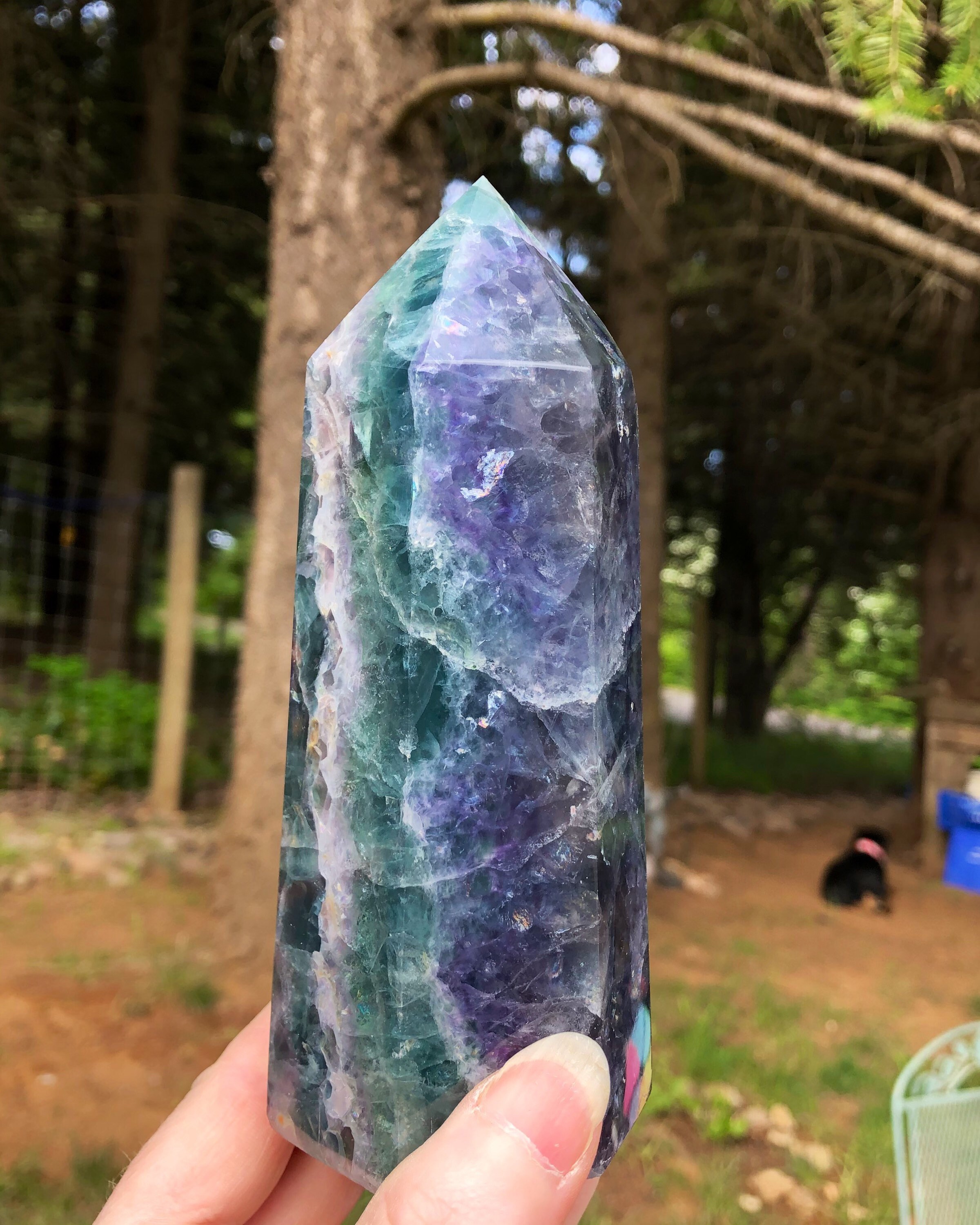 On Hold 774g Dark Rainbow Fluorite Obelisk Pillar Tower Point Wand
