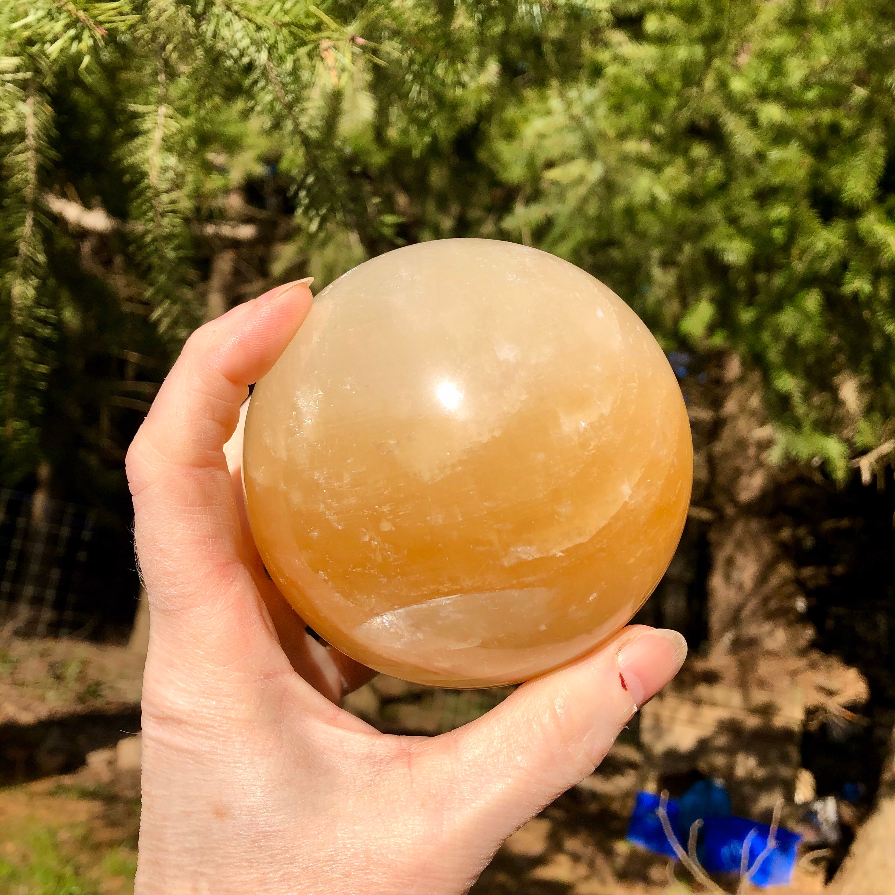 87mm Large Yellow Citrine Sphere Orb Ball Marble Mineral Display Specimen