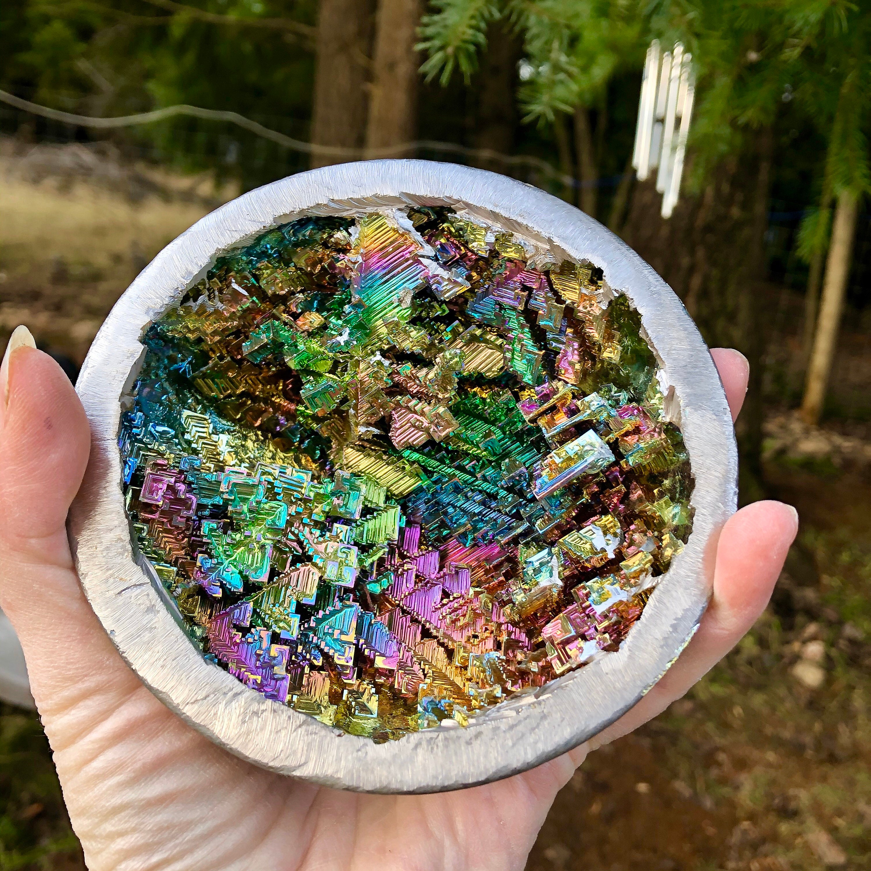 918g Large Bismuth Crystal Cluster Bowl Shaped Specimen