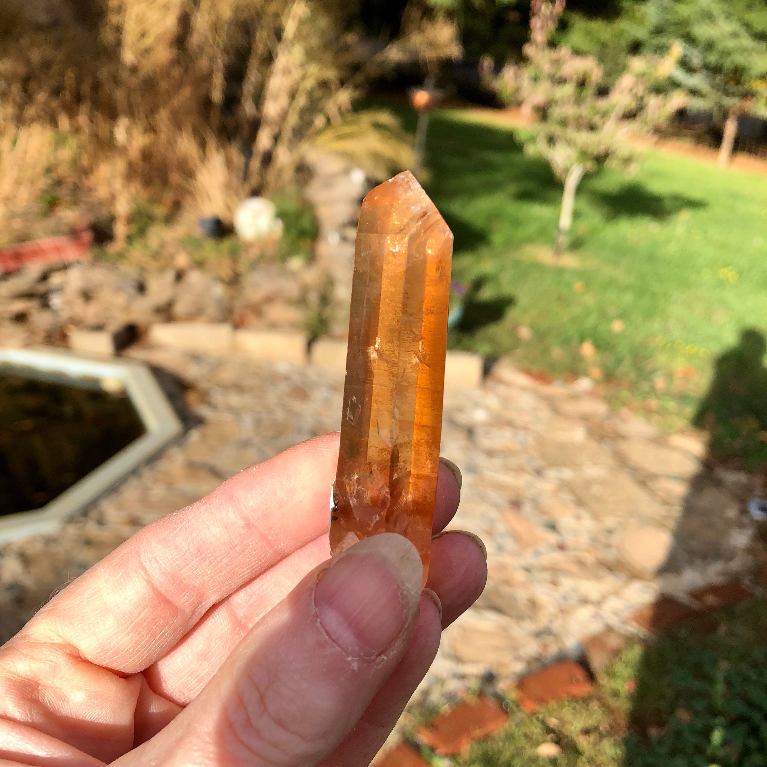 Tangerine or Tangerose Quartz Crystal Point