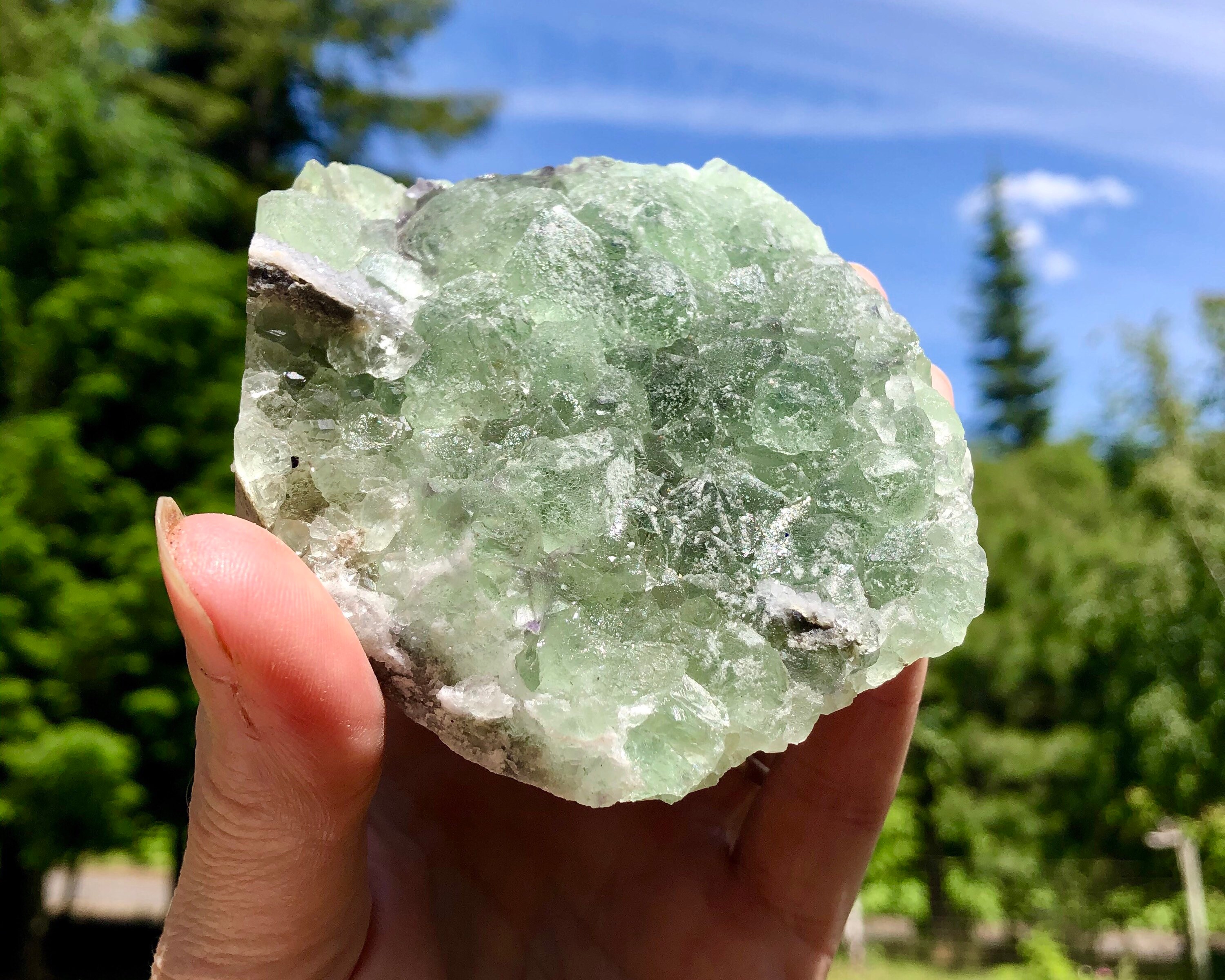 368g Green Fluorite Crystal Cluster Mineral Display Specimen