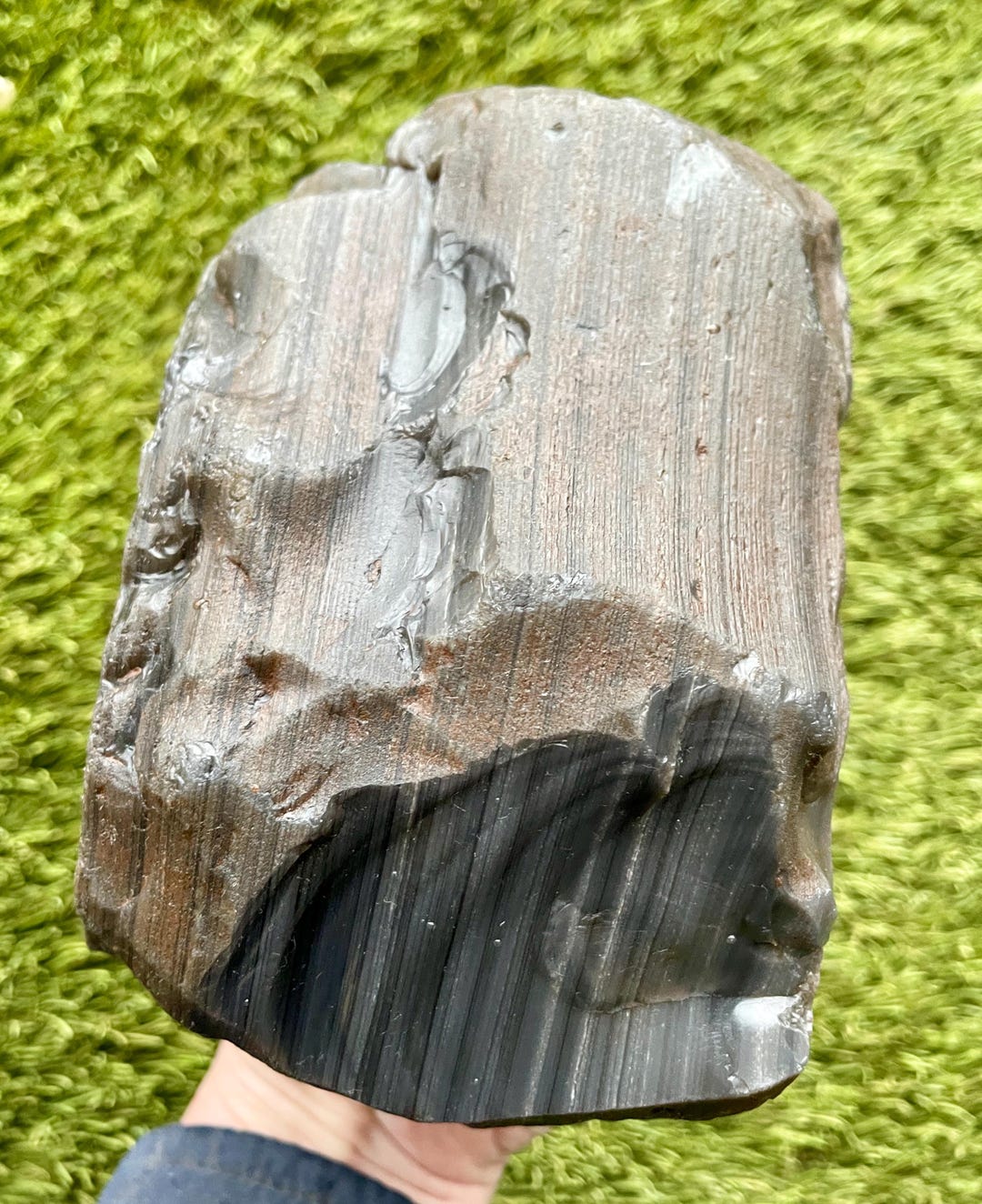 Silver Gray Banded Obsidian Mineral Display Lapidary Specimen 5.24 Lbs ...