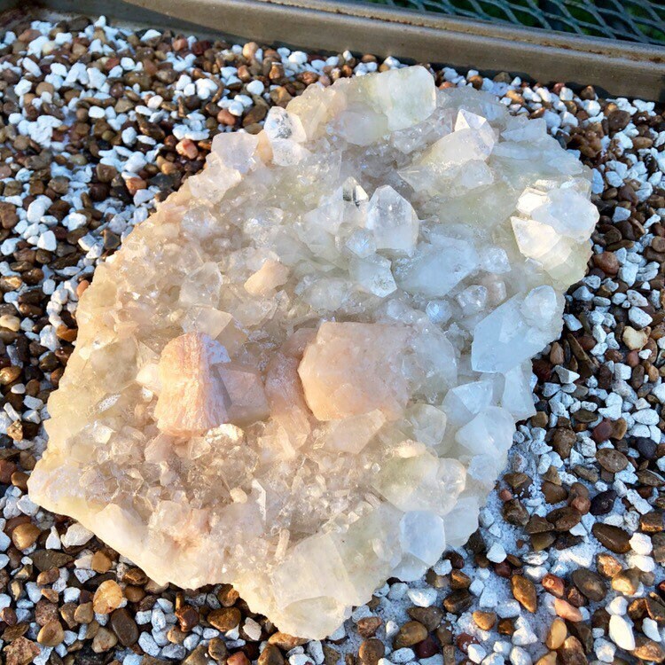 ON RESERVE Large Apophyllite Cluster with Peach Stilbite Flowers