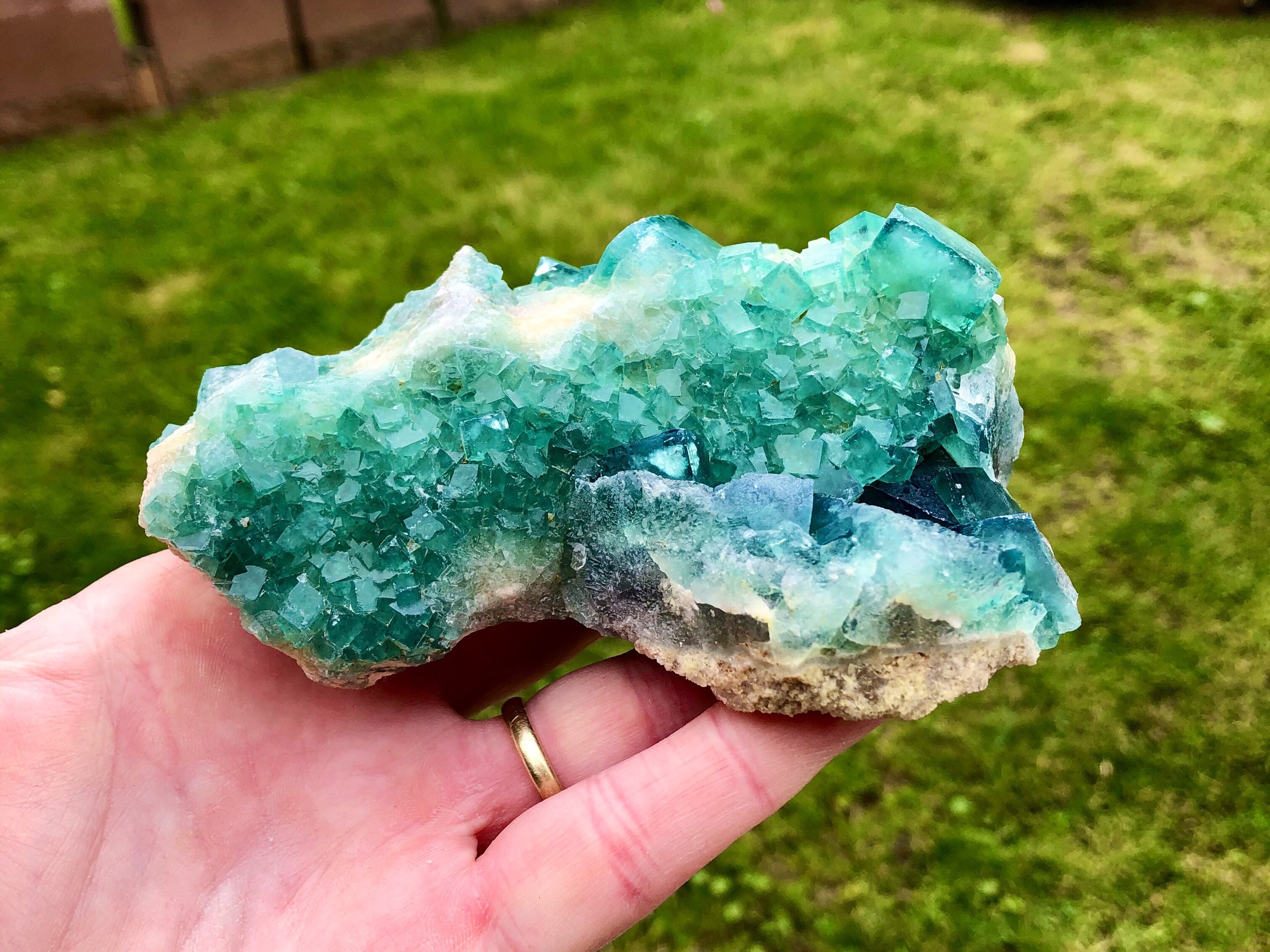 442g Green Transparent Cubic Fluorite On White Quartz Crystal Cluster ...