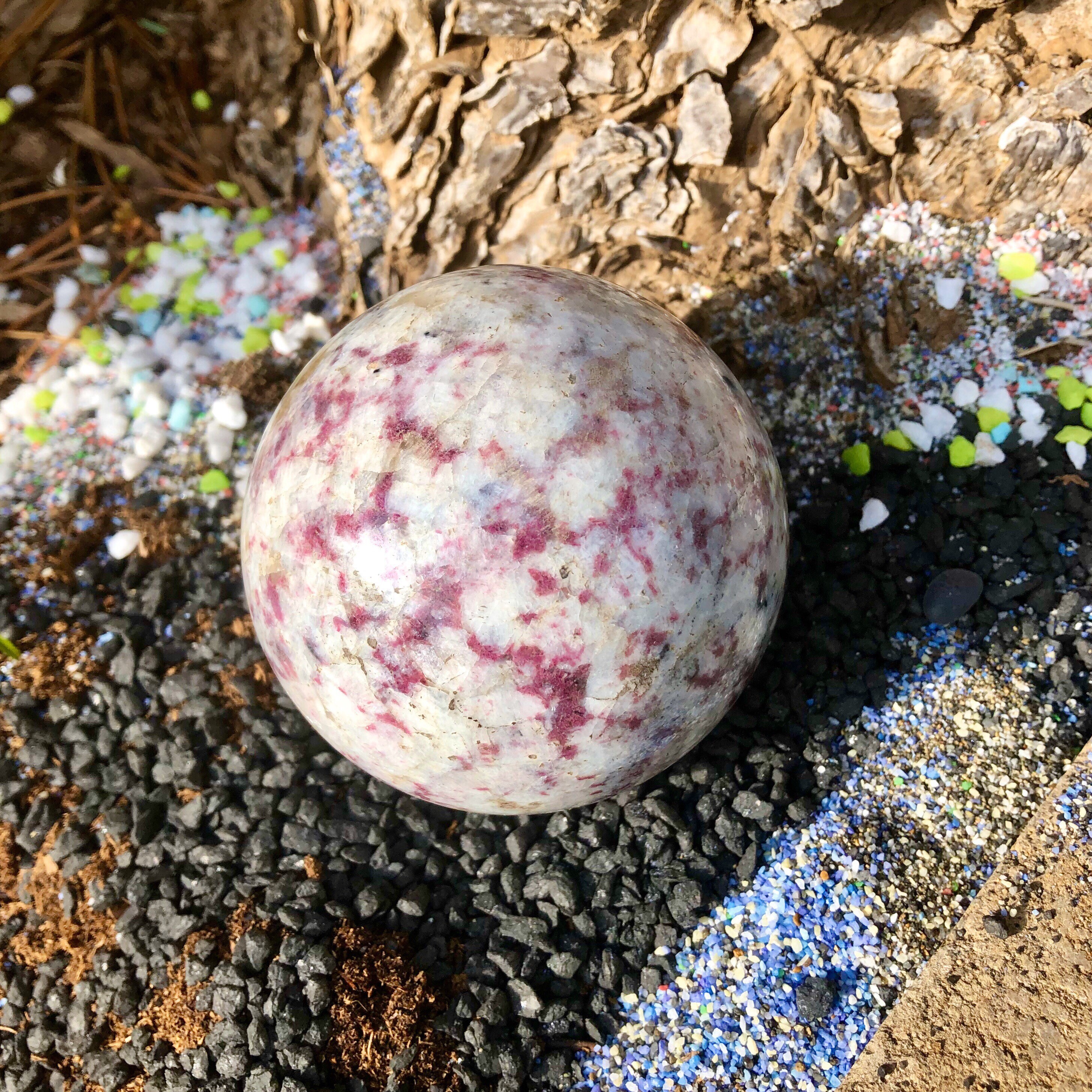 73mm Red Rubellite Tourmaline Stone Sphere Orb Ball