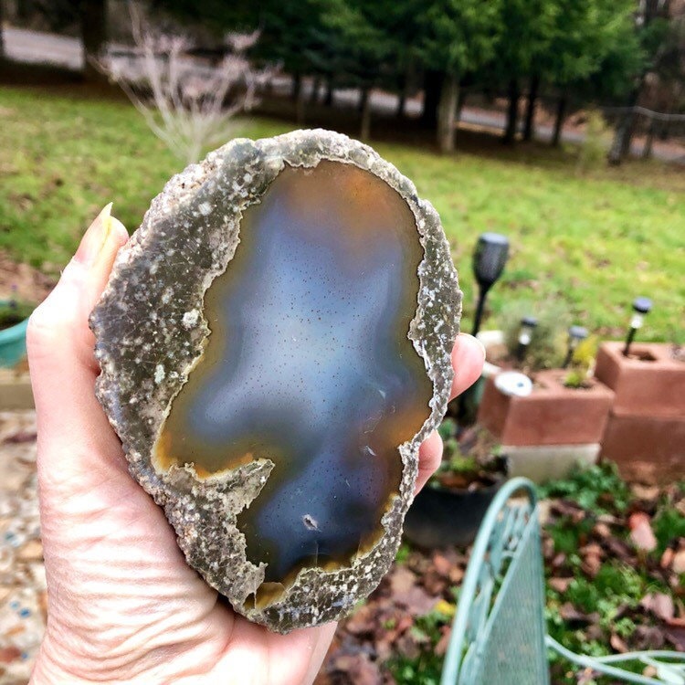 Large Oregon Thunder Egg Half polished for display or Home Decor