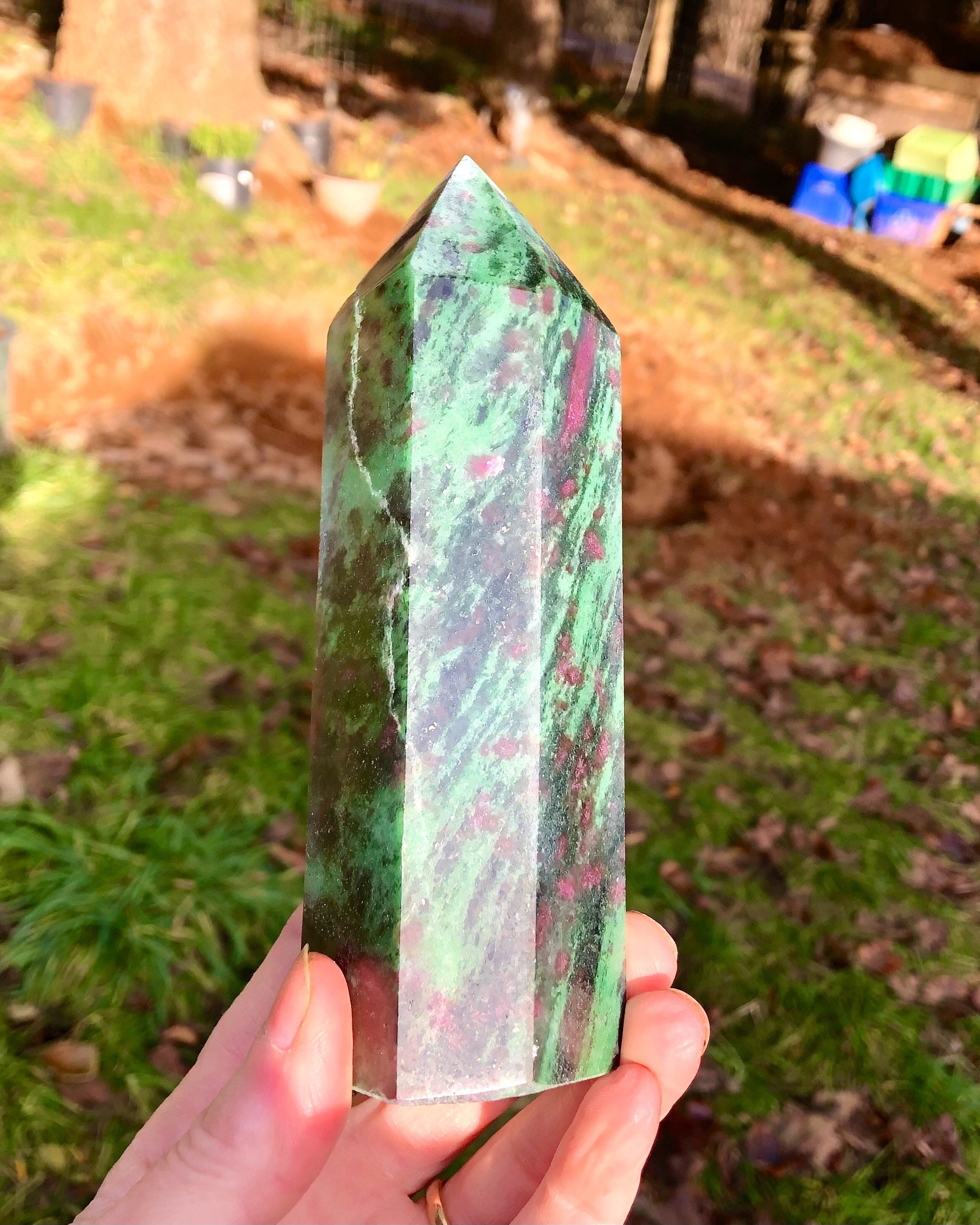 614g Ruby Zoisite Obelisk Pillar Tower Point Wand Column Mineral ...