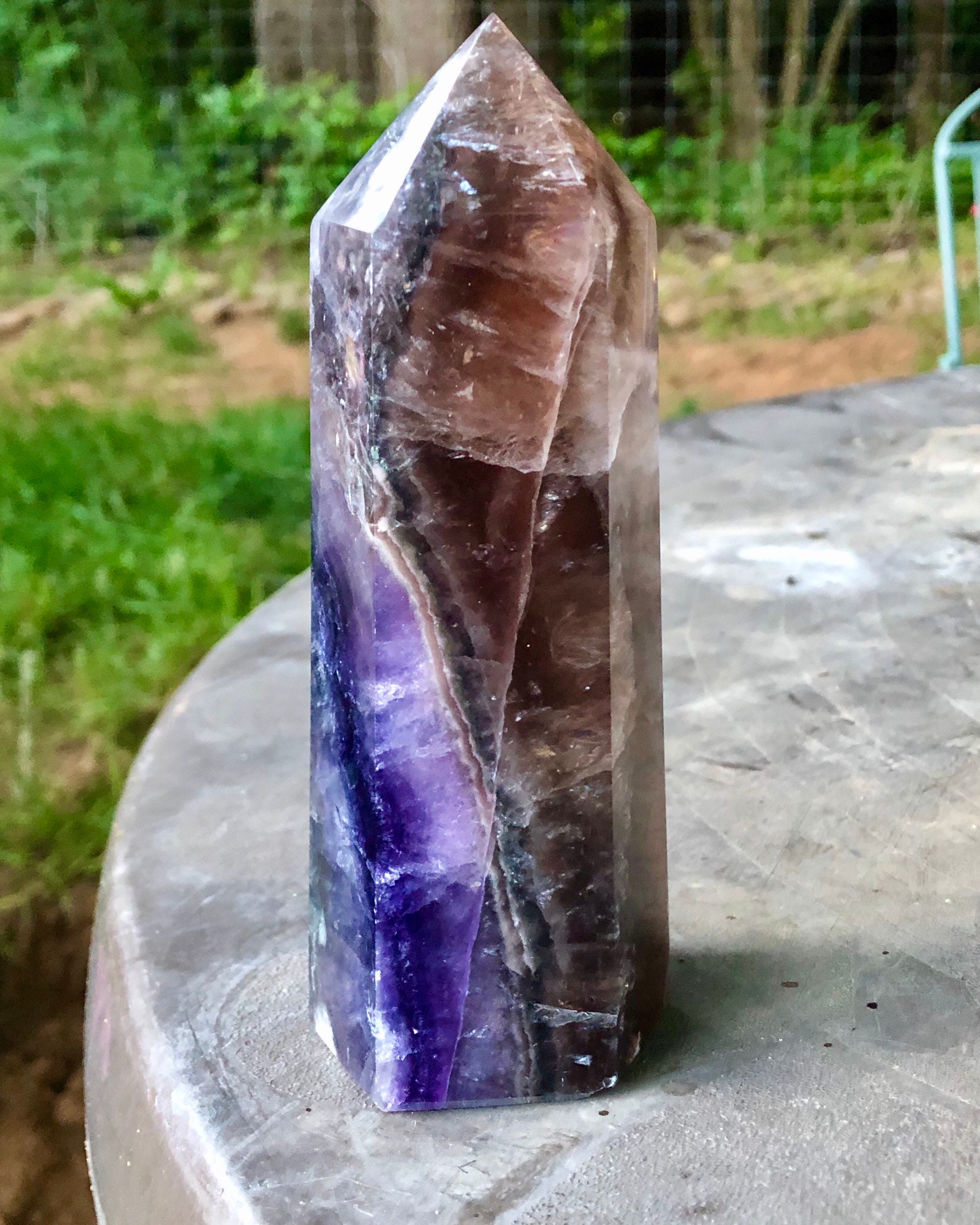 690g Rainbow Fluorite Obelisk Pillar Tower Point Wand Column Mineral ...