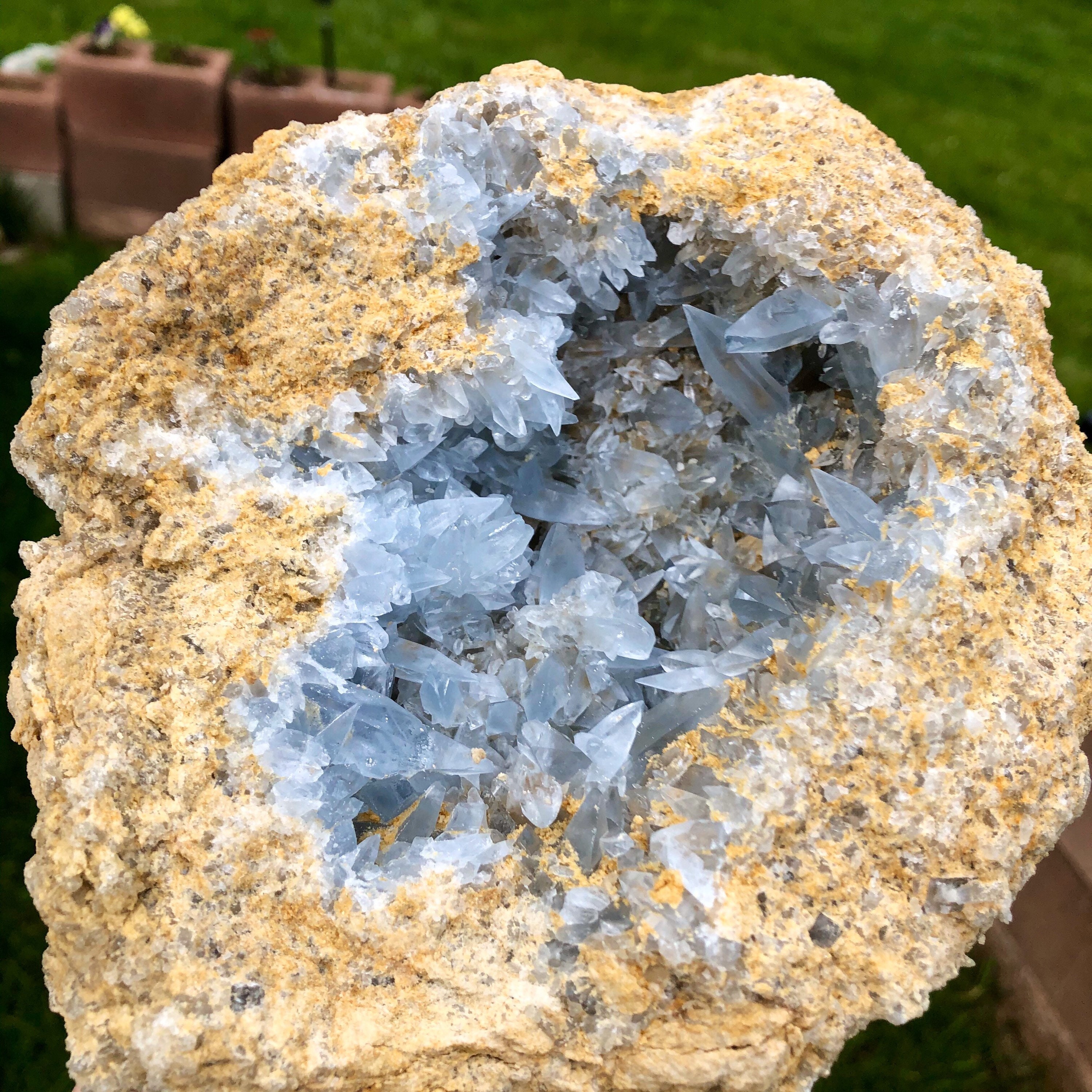 5.73 lbs Blue Celestite Celestine Geode Crystal Cluster Mineral Display ...