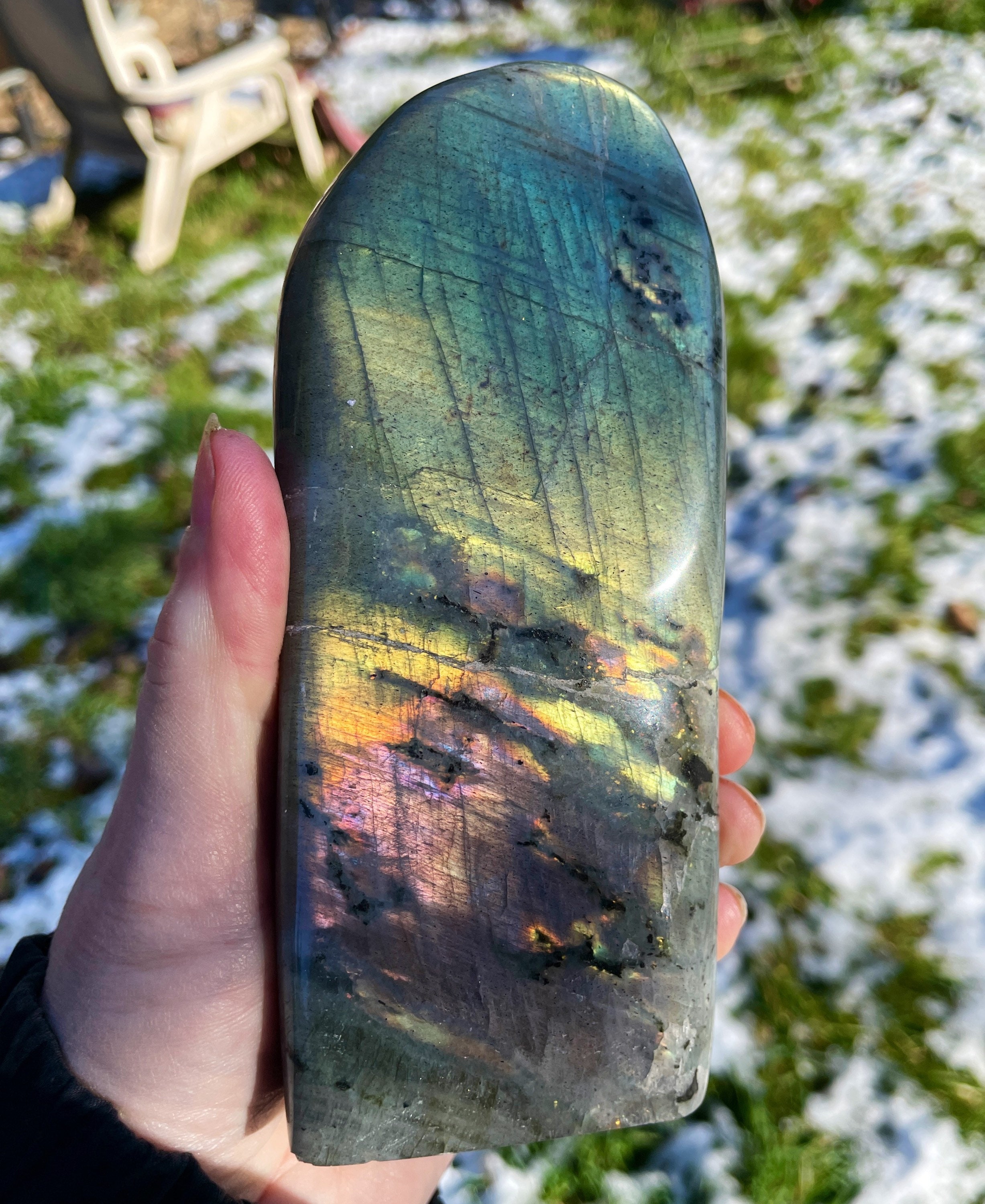 1.93 lb Rare Purple Flash Labradorite Standing Freeform Mineral Display ...