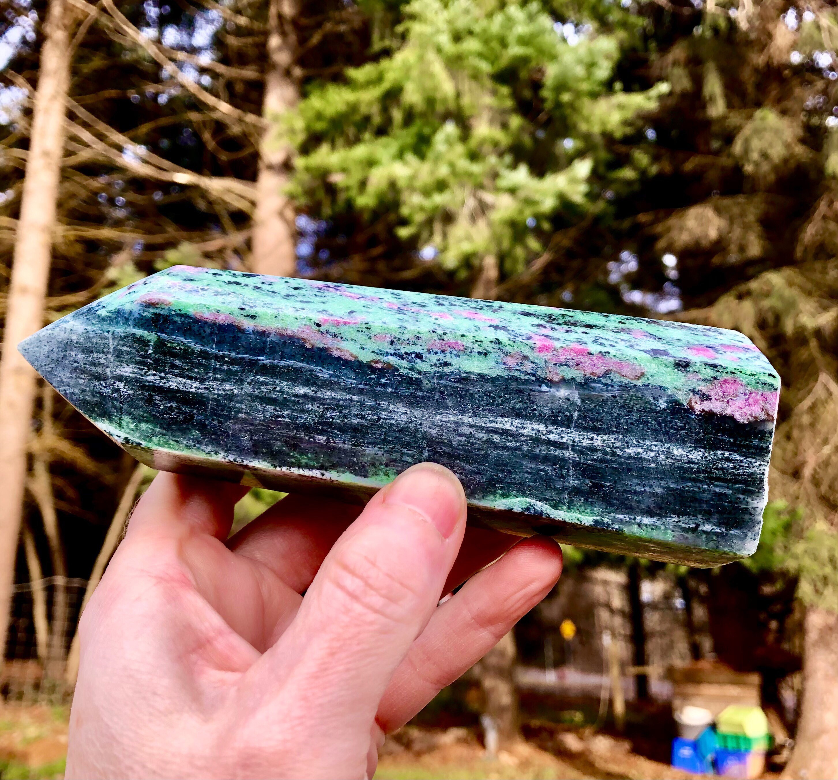 1.48 lb Ruby Zoisite Obelisk Pillar Tower Point Wand Column Mineral ...
