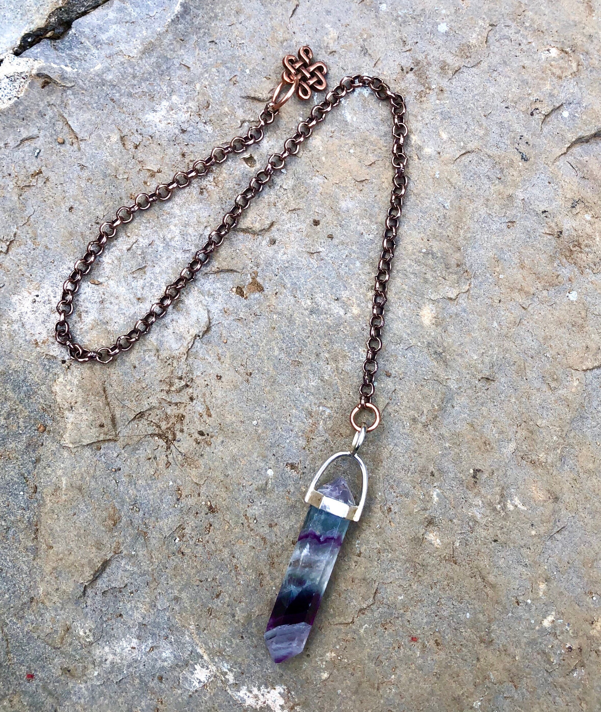 Rainbow Fluorite Pendulum On A Copper Chain For Divine Guidance And ...