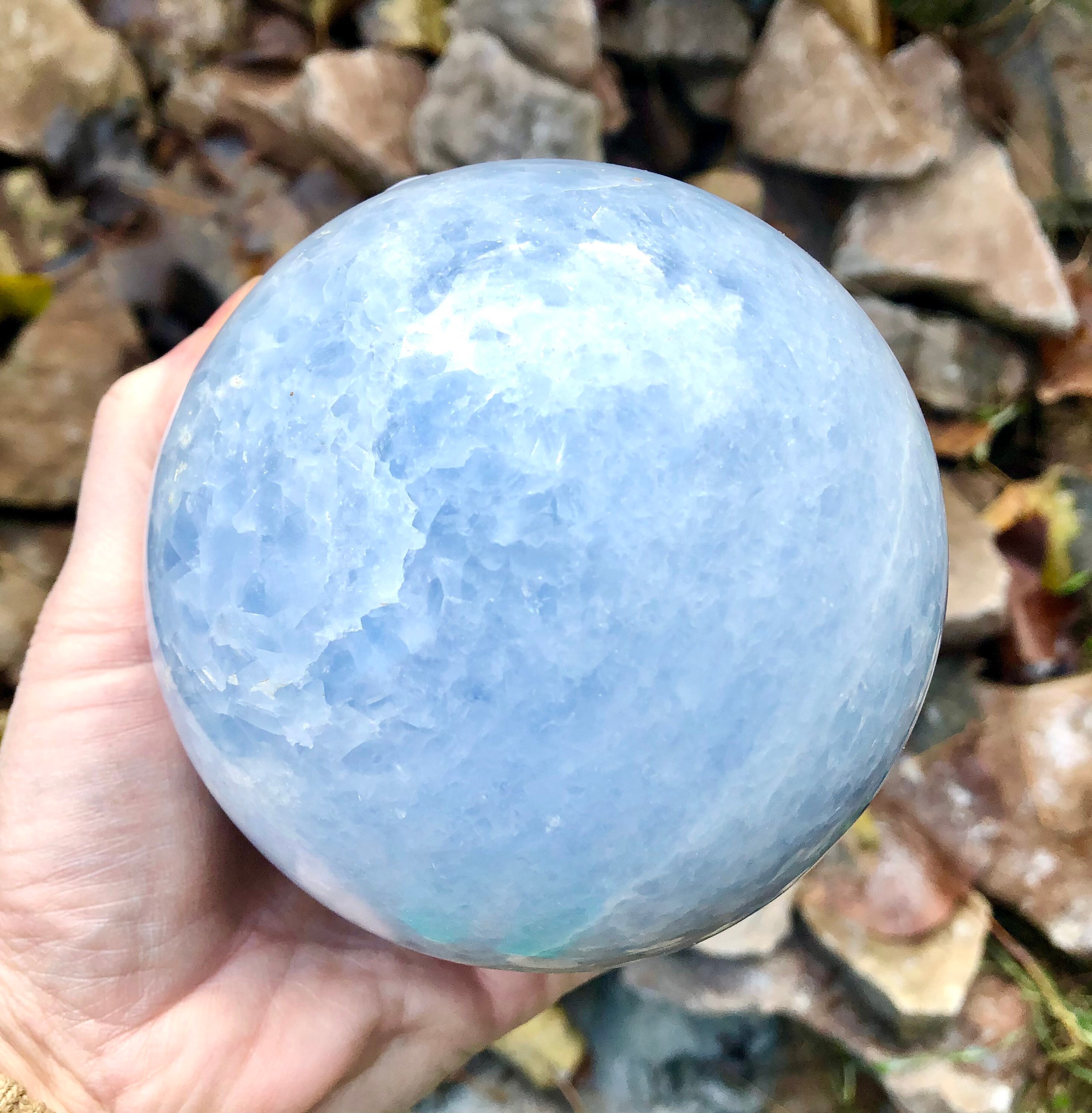 114mm Blue Calcite Sphere Orb Ball Mineral Display Specimen