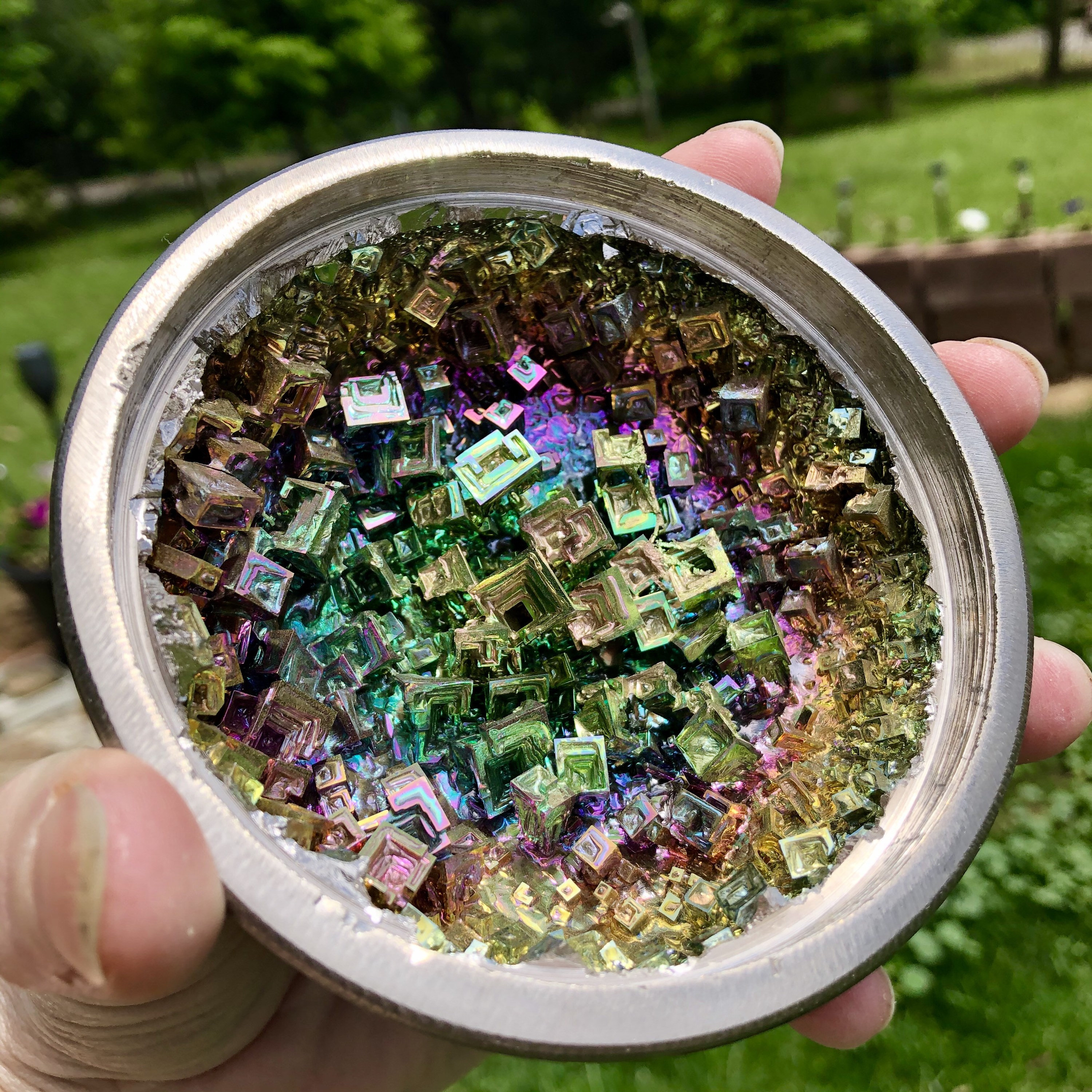 616g Rainbow Bismuth Bowl Crystal Cluster Specimen