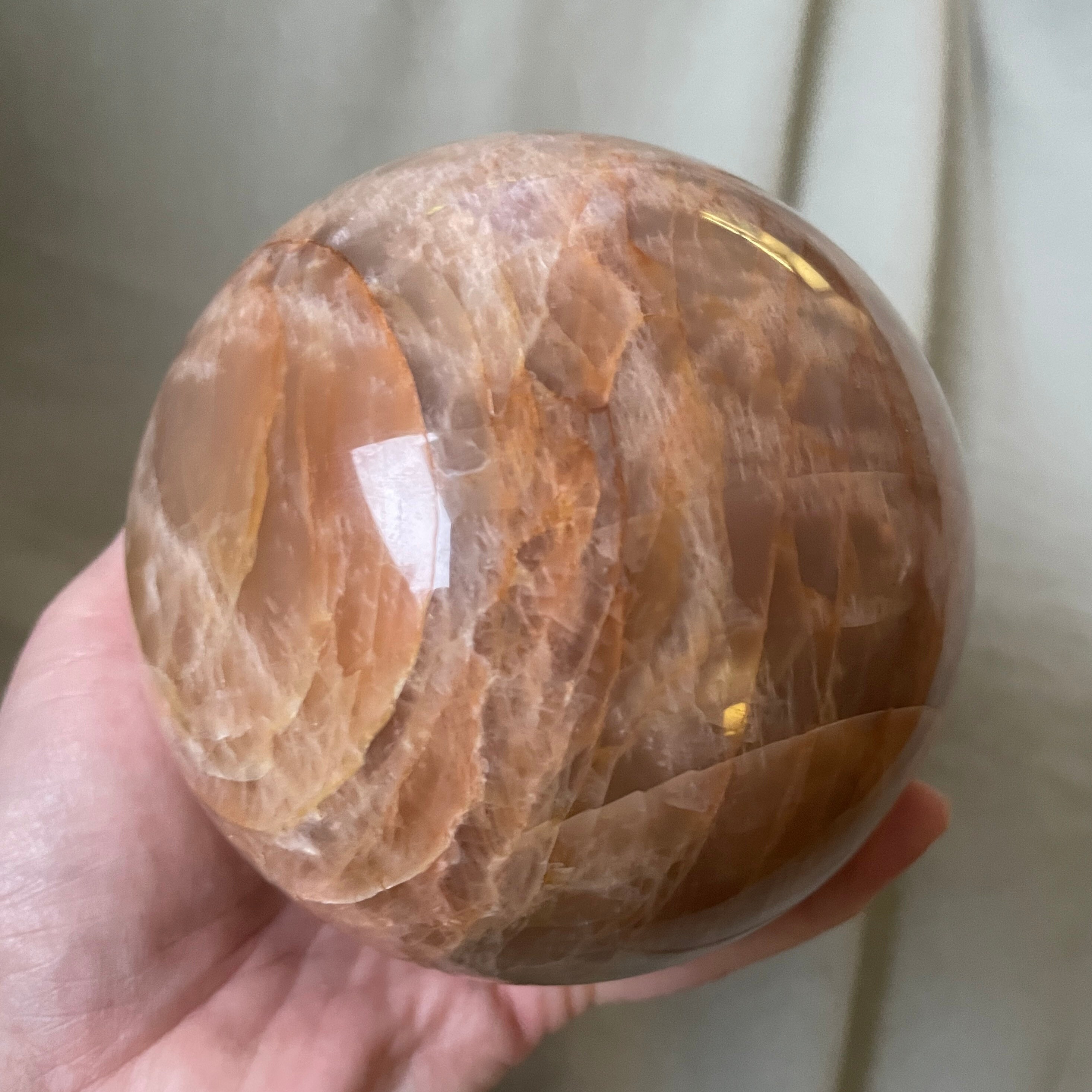 105mm Peach Moonstone Sphere Orb Ball Mineral Display Specimen